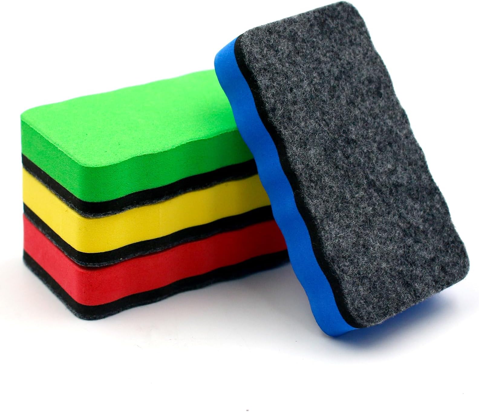 Whiteboard Eraser,4 Colors Dry Eraser with Thick Felt Pad, Magnetic ...