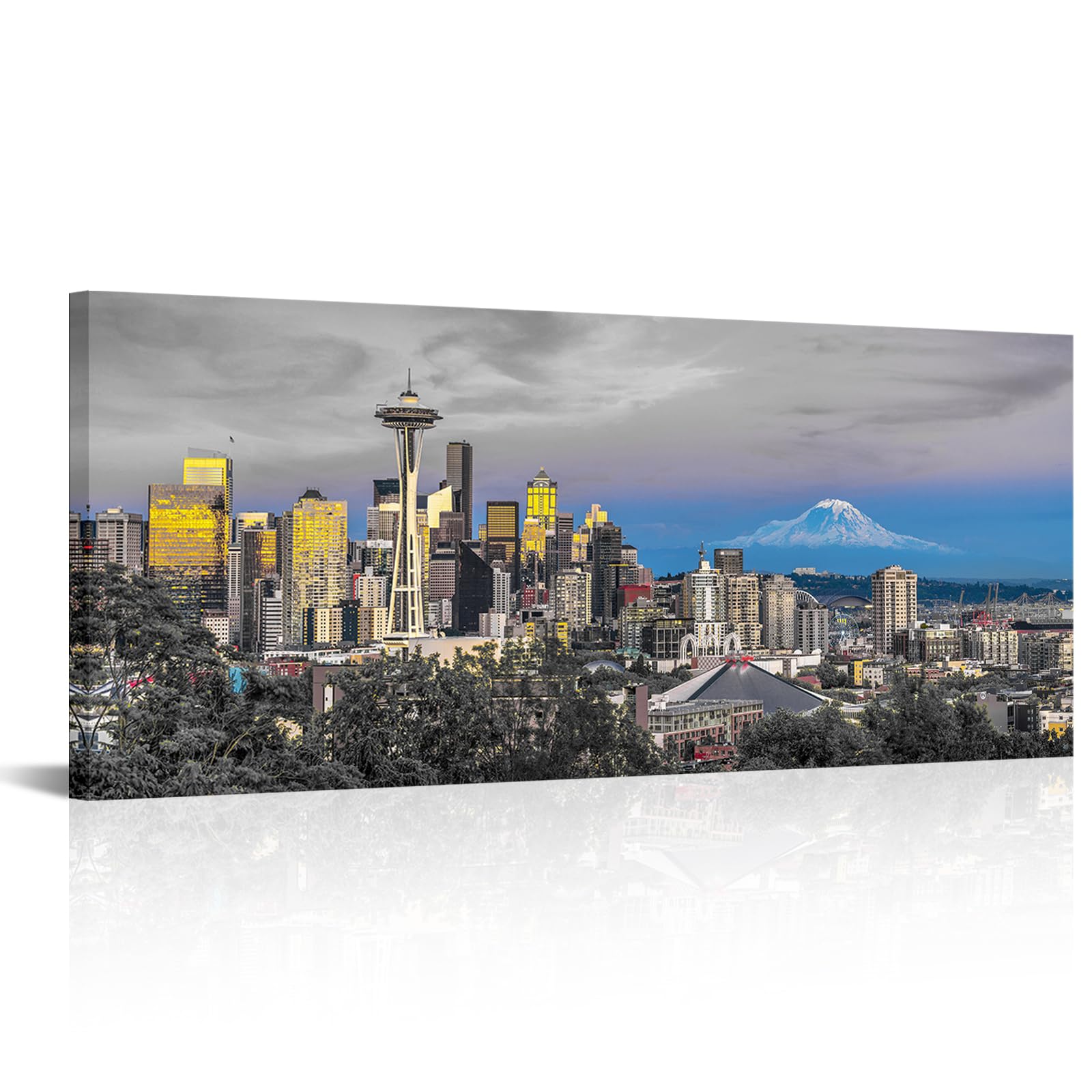 Amazon.com: Fochorlo Seattle Canvas Wall Art Modern Seattle City ...