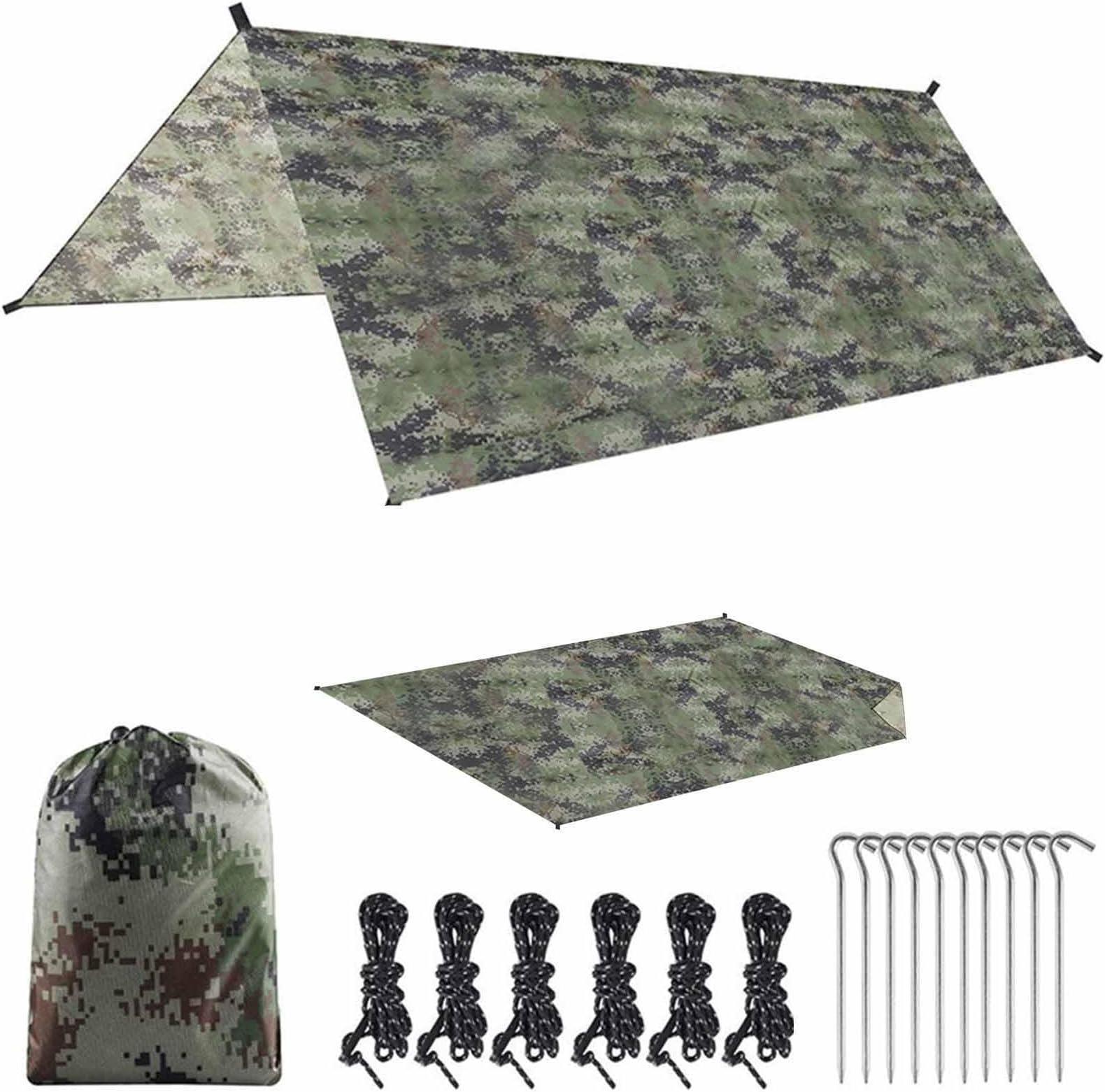 ZJZ Camping Tarp 300 x 300cm Waterproof Windproof Hammock Rain Fly Tent ...