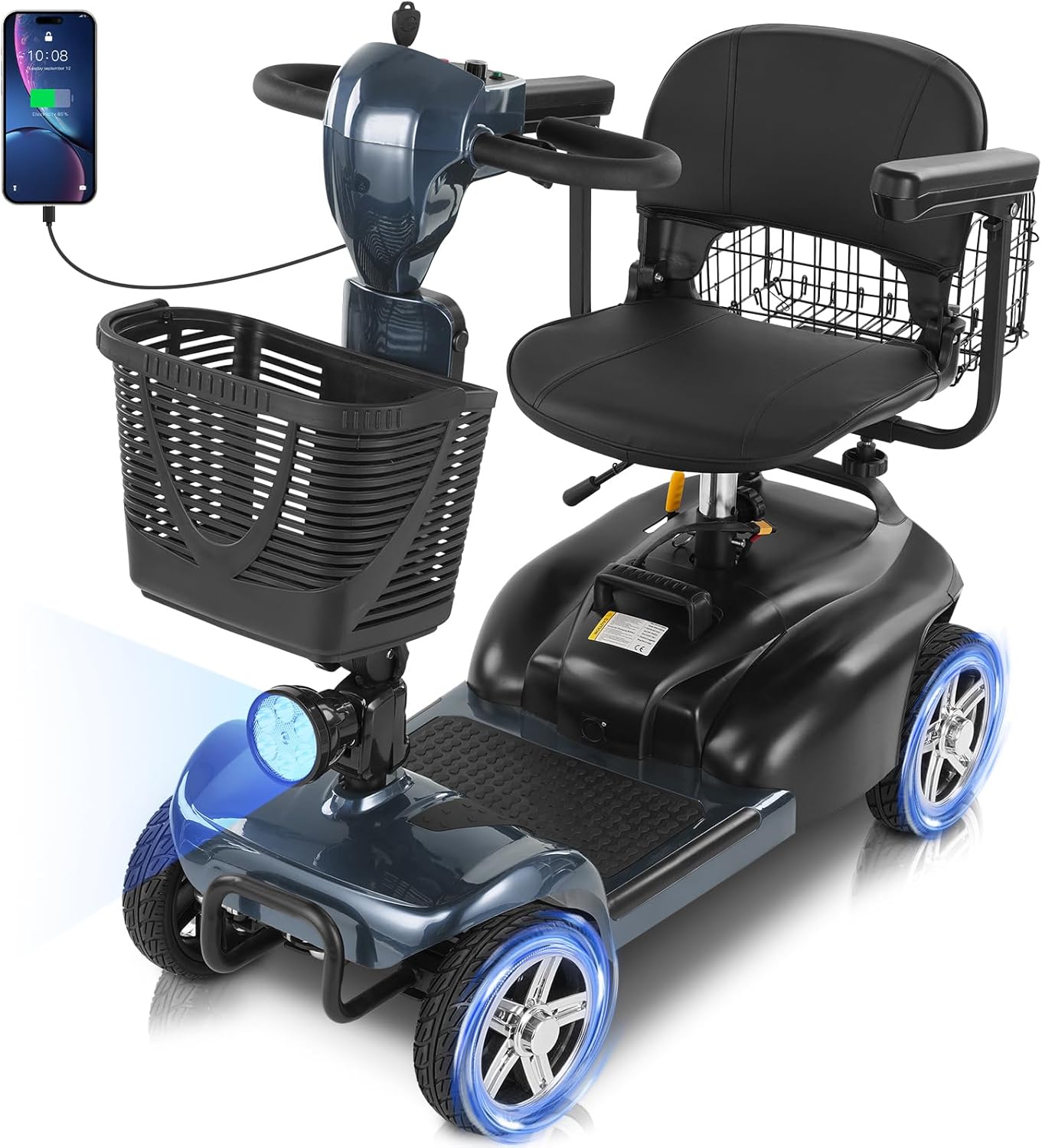 Mbxcooter 15/30 Miles Mobility Scooter,4-Wheel Mobility Scooter for ...