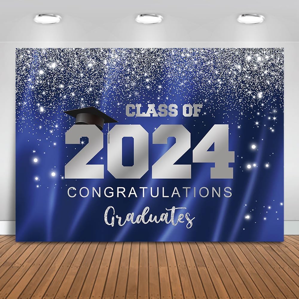 Amazon.com : Mocsicka 2024 Graduation Party Backdrop Class of 2024 Blue ...