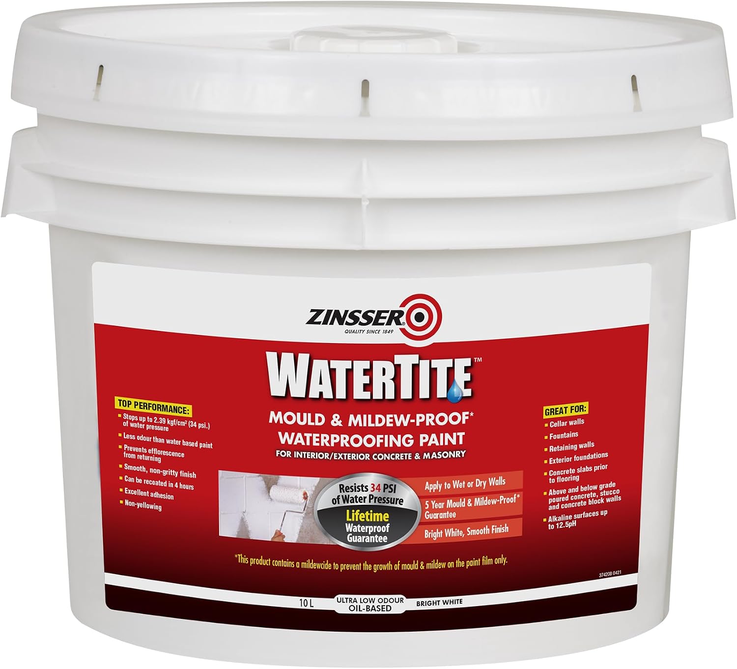 Zinsser Water Tite Waterproofing Paint, White, 10 Litre : Amazon.com.au ...