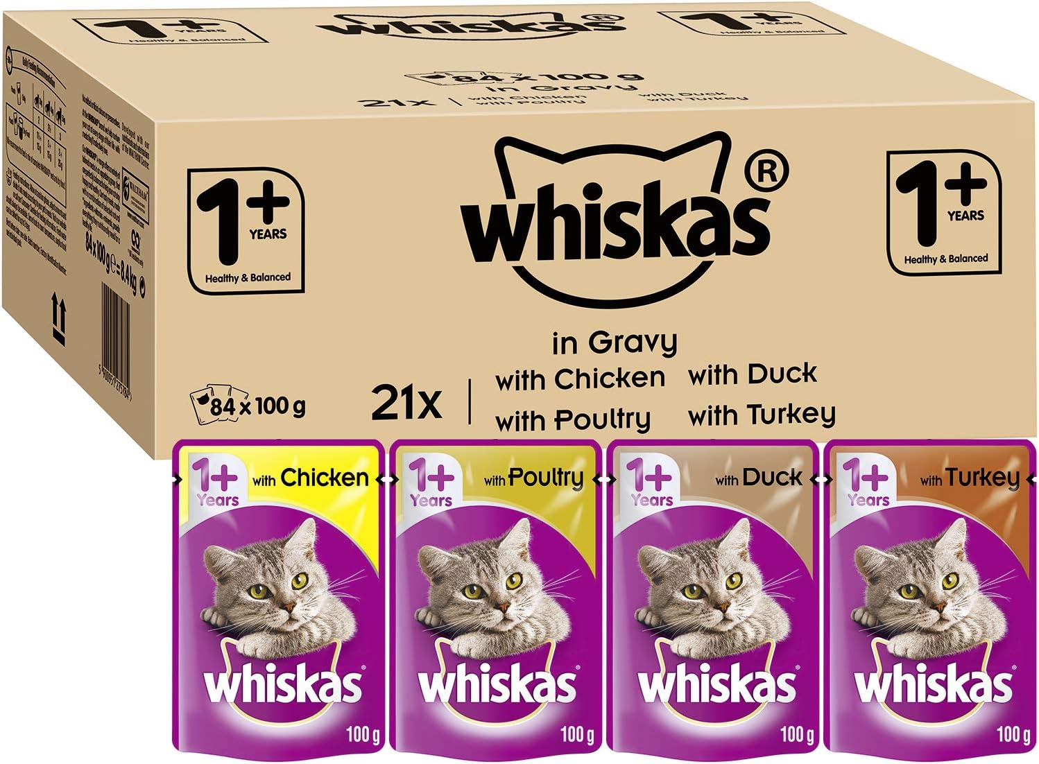 Whiskas Wet Cat Food Pouches, Delicious and Tasty Poultry Selection in ...