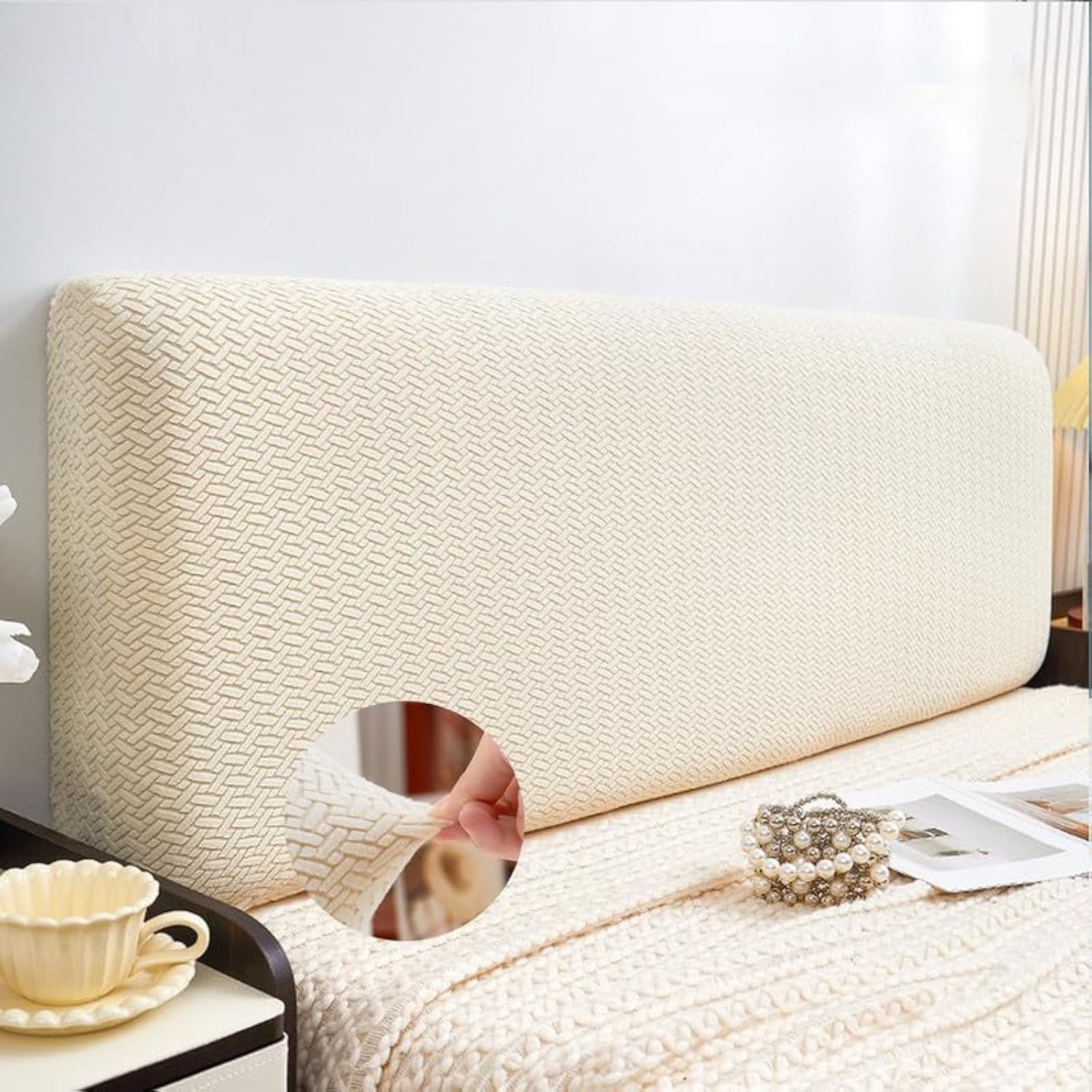 Amazon.com: BOPOREAE Headboard Cover Full Queen Cal King Stretch Soft ...