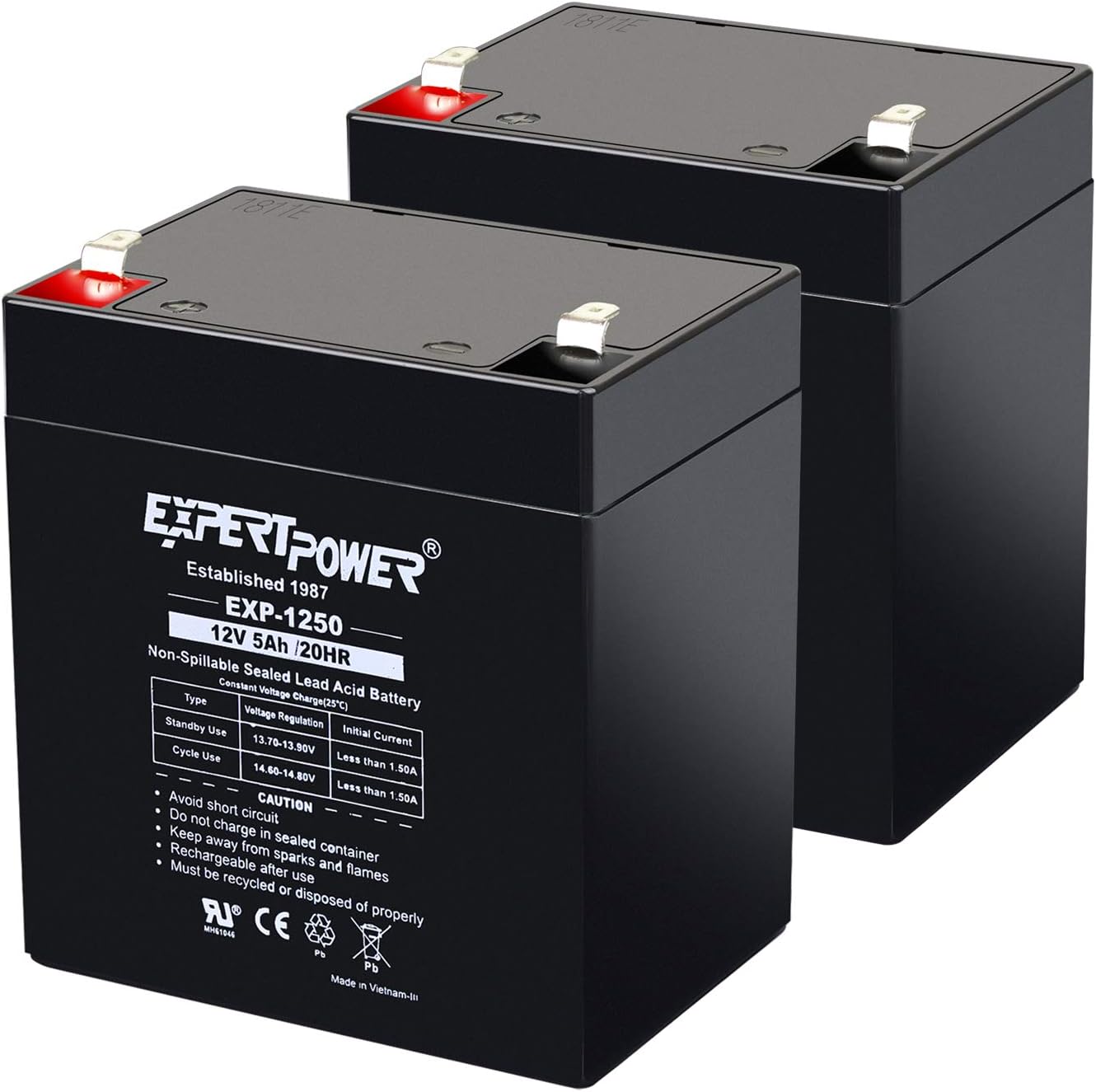 Amazon.com: Power Sonic Genuine PS-1250 F1 12V 5 Ah SLA Battery (2 Pack ...