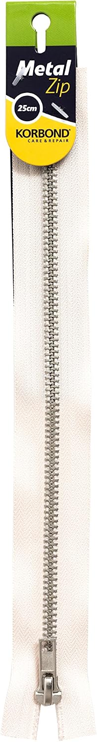 Korbond 25cm Cream Metal Zip – Closed Ended Zip – 25cm /10inches ...