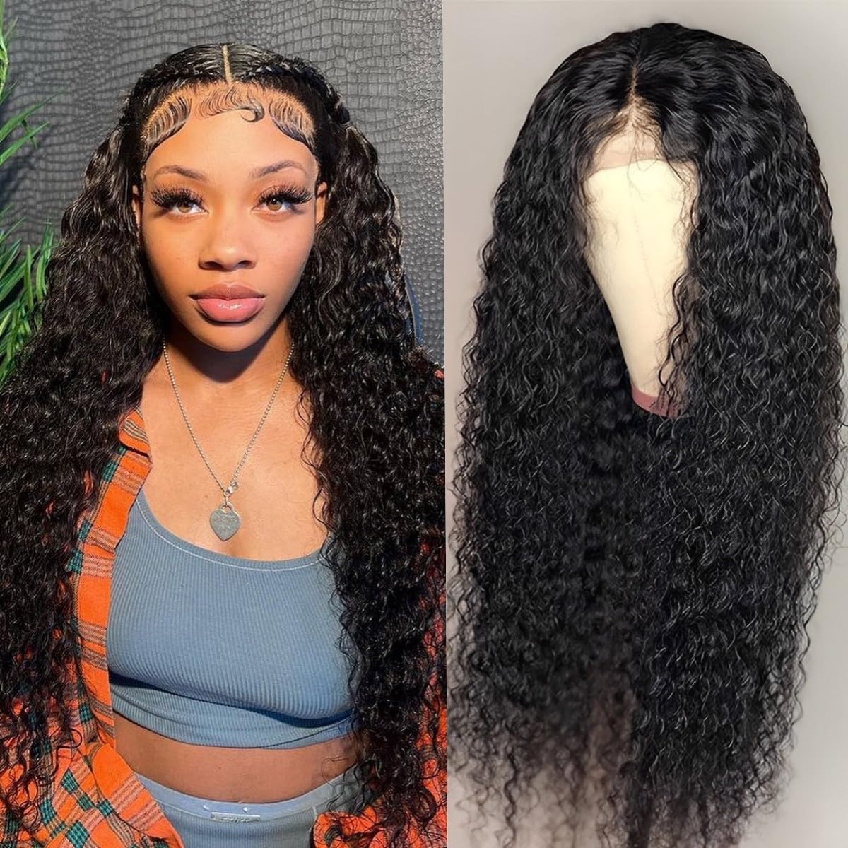 Amazon.com : Ali Pearl Deep Curly Lace Front Wig - Human Hair, Pre ...