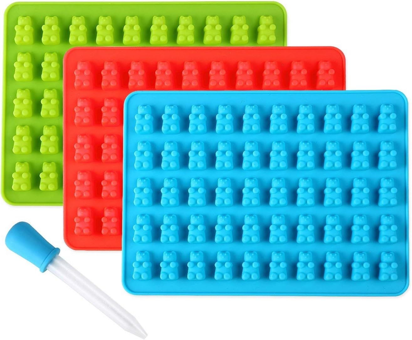 Amazon.com: Lizber Gummy Bear Molds 3 Pack , Silicone Candy Molds 50 ...