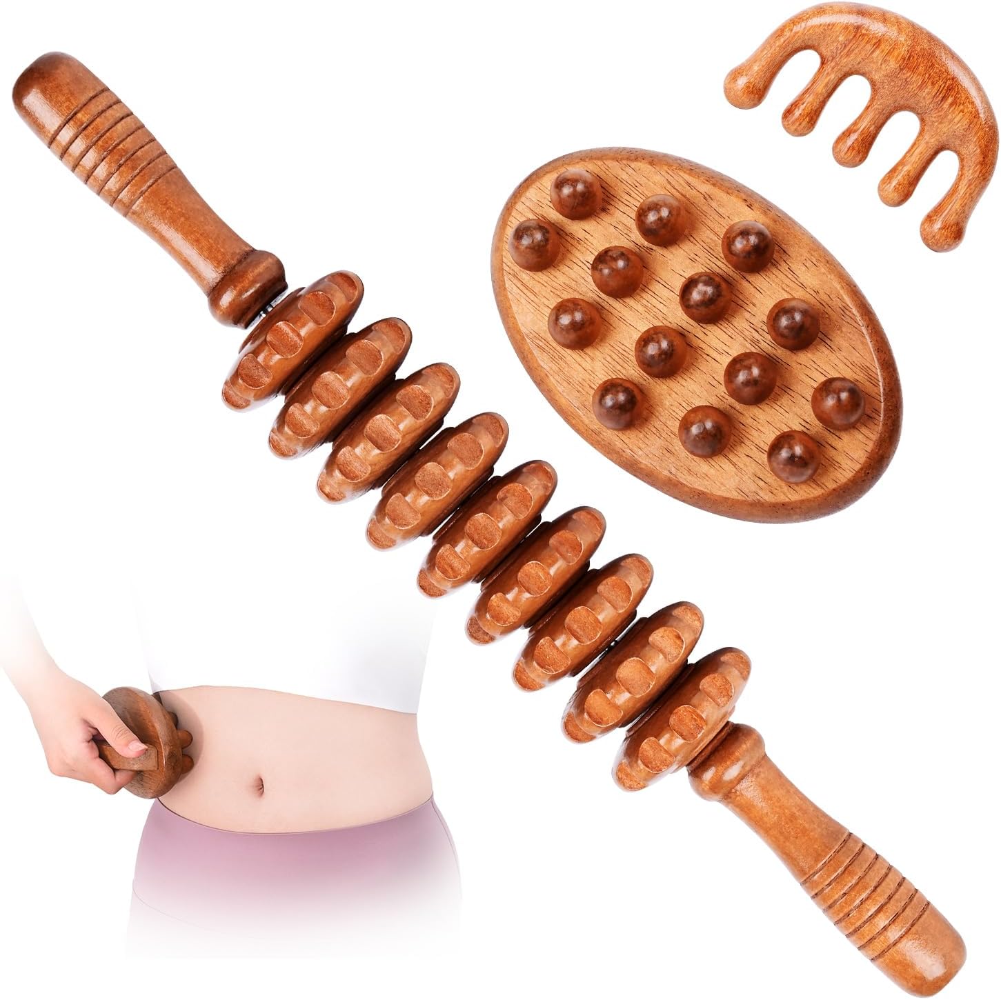 Amazon.com: 10-in-1 Wood Therapy Massage Tools Gua Sha Wooden Massager ...