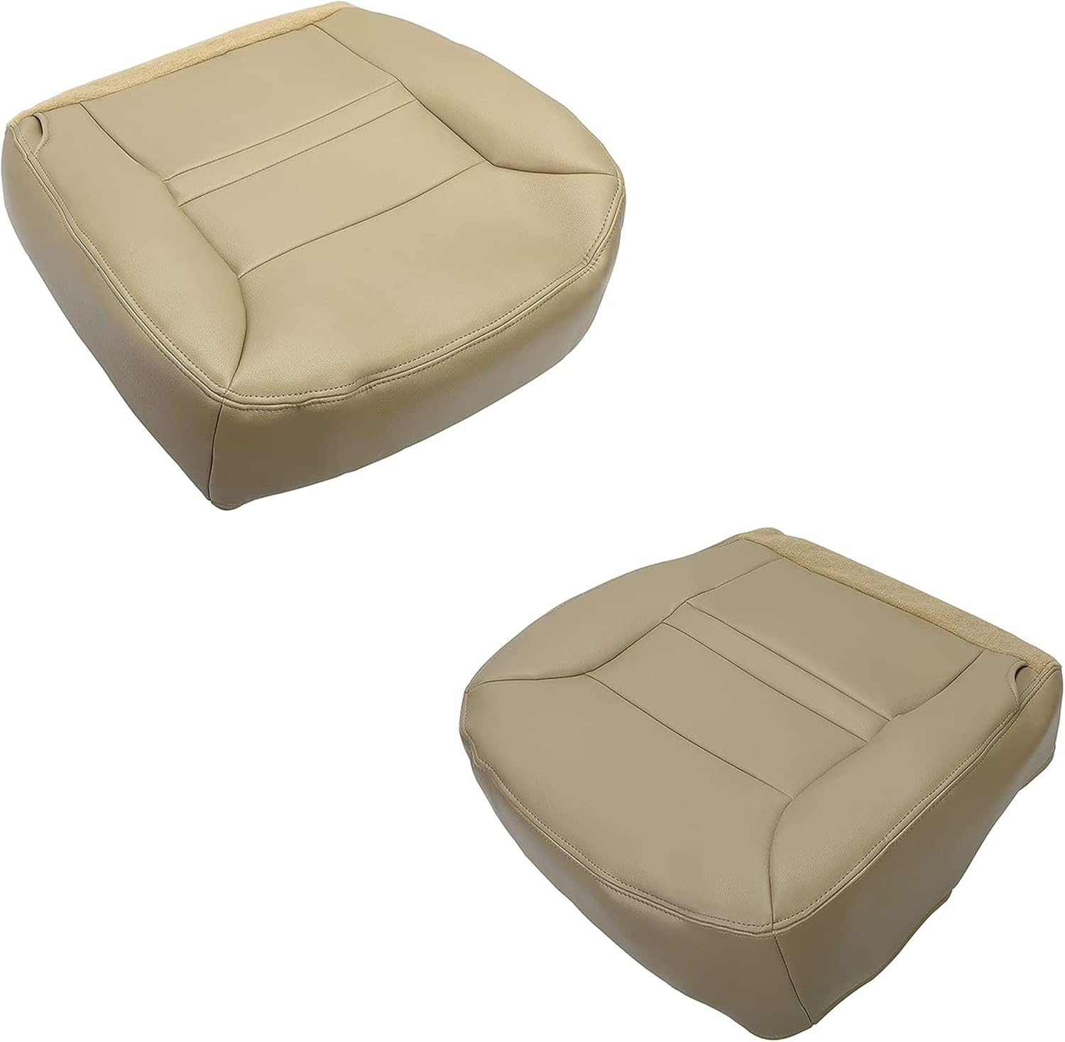 Amazon.com: ECOTRIC Synthetic Leather Seat Covers Tan Compatible with ...