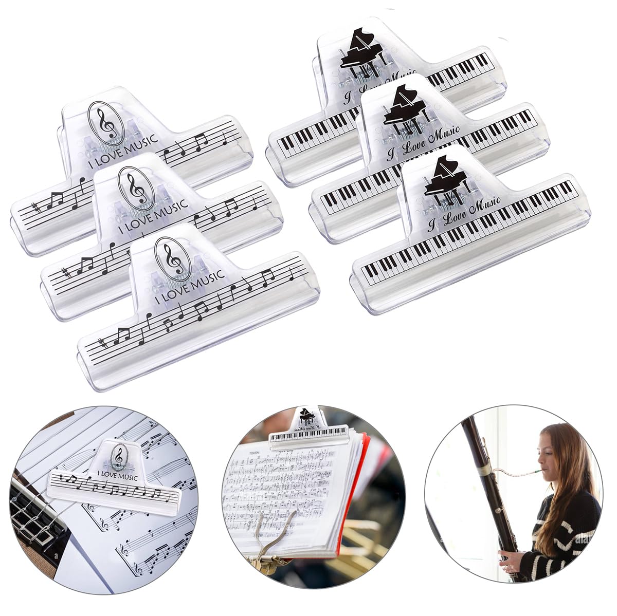 Snapklik.com : Music Note Clips Plastic Sheet Clips Book Clips Clamps ...