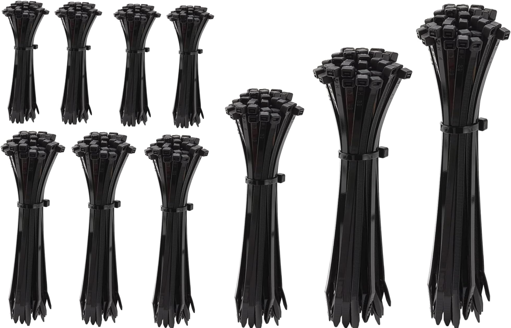 Amazon.com: TUKKIVA 200 Pack Black Zip Ties Assorted Sizes 6+8+12 Inch ...