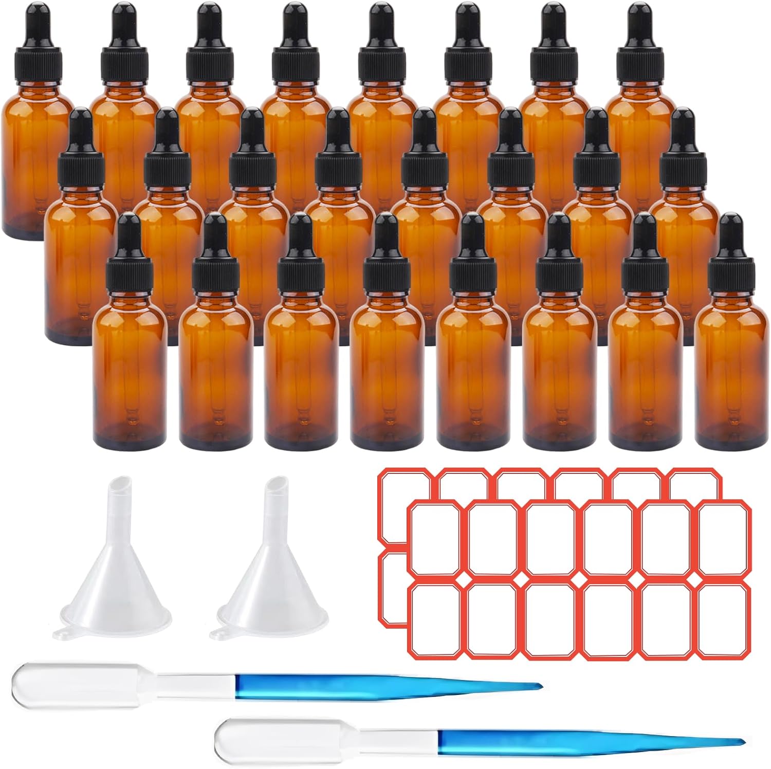 SuQurtom 24 x 30ml Amber Dropper Bottle, Eliquid Pipette Ear Dropper ...