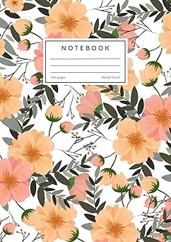 A4 FLORAL NOTEBOOK: Pretty Floral A4 Notebook | Blank Lined | A4 ORANGE ...