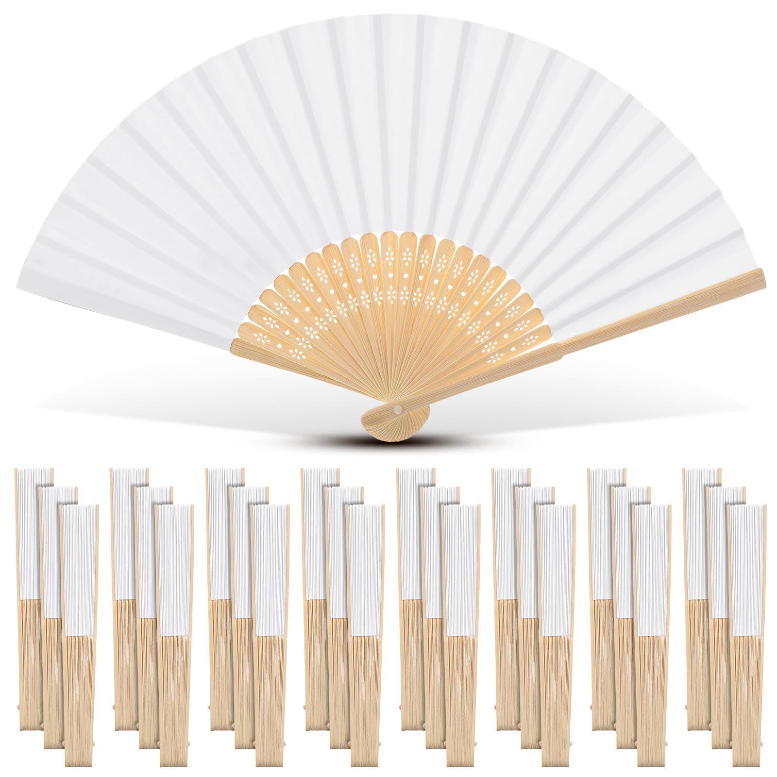 Amazon.com: Yinkin 24 Pack Folding Fans Bamboo Handheld Folded Fans ...