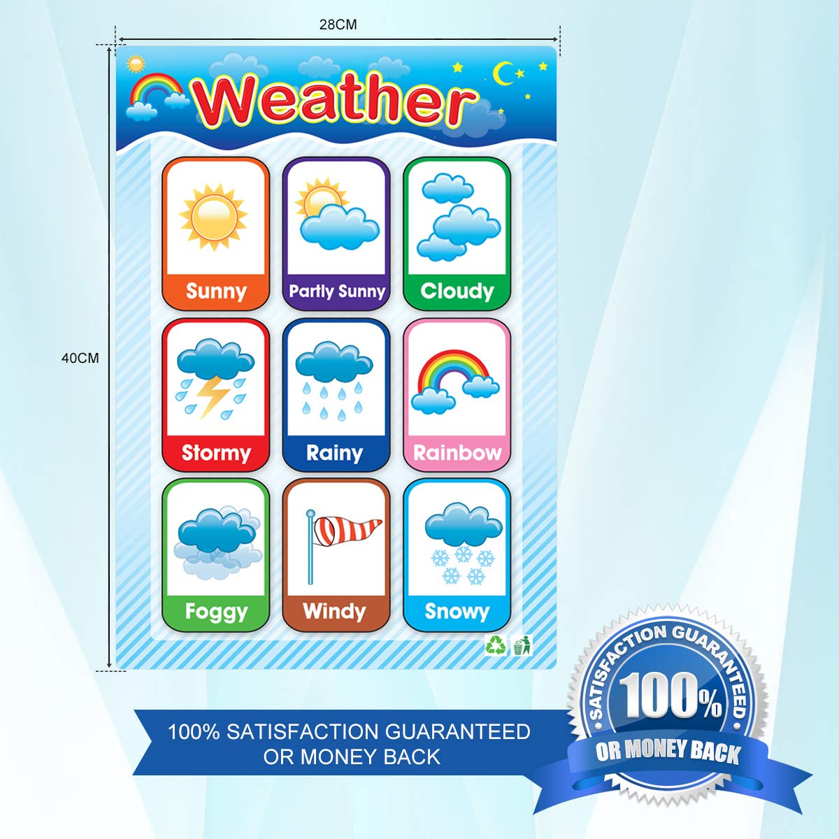 15 Pack Alphabet Poster Educational Poster Laminated Wall Chart for ...