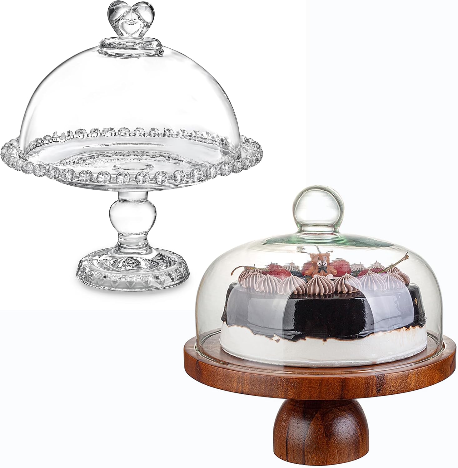 Amazon.com: kanpura Clear Glass Cake Stand with Dome, Crystal Cake pan ...