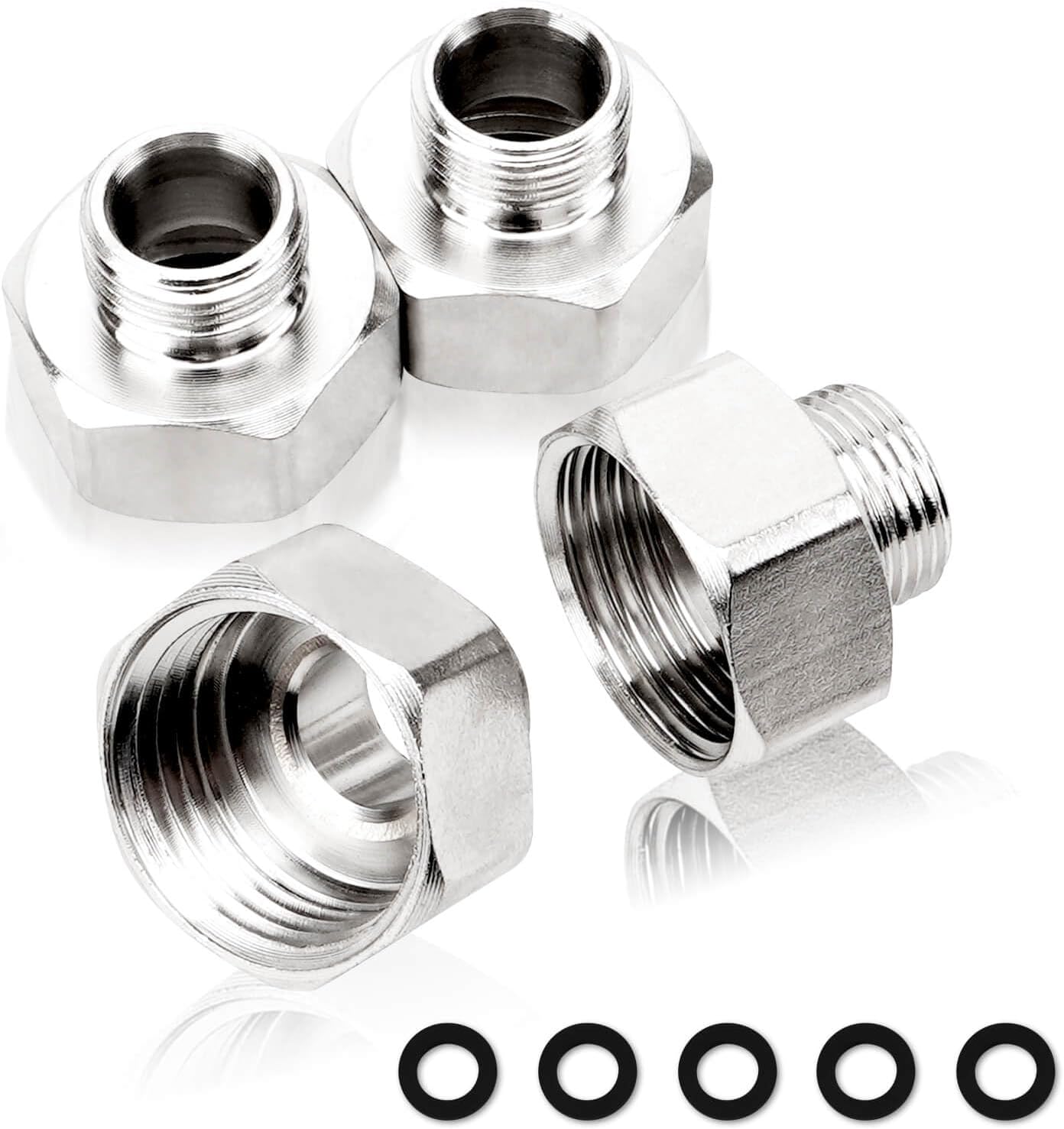 Water Line Adapter, 4 PCS Pipe Fittings in 1/2" Female to 3/8" Male ...