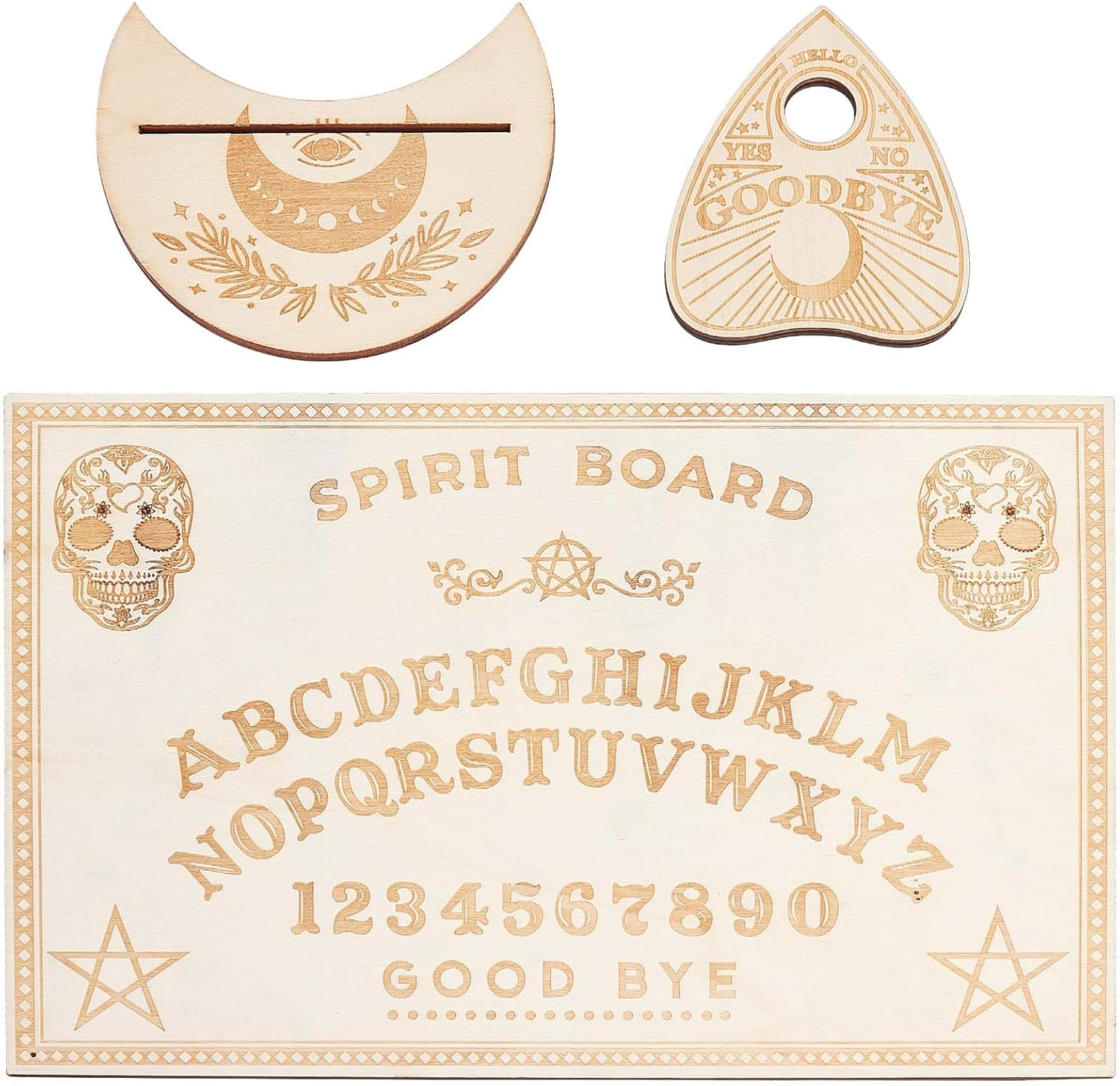 3Pcs Wooden Spirit Board Kit Tarot Card Stand Holder Moth Divination ...