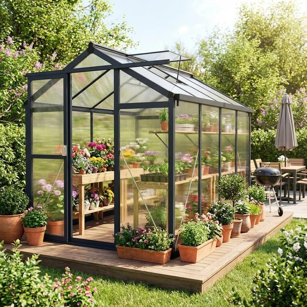 Amazon.com : Garvee 6x8ft Greenhouse, Large Walk-in Greenhouse for ...