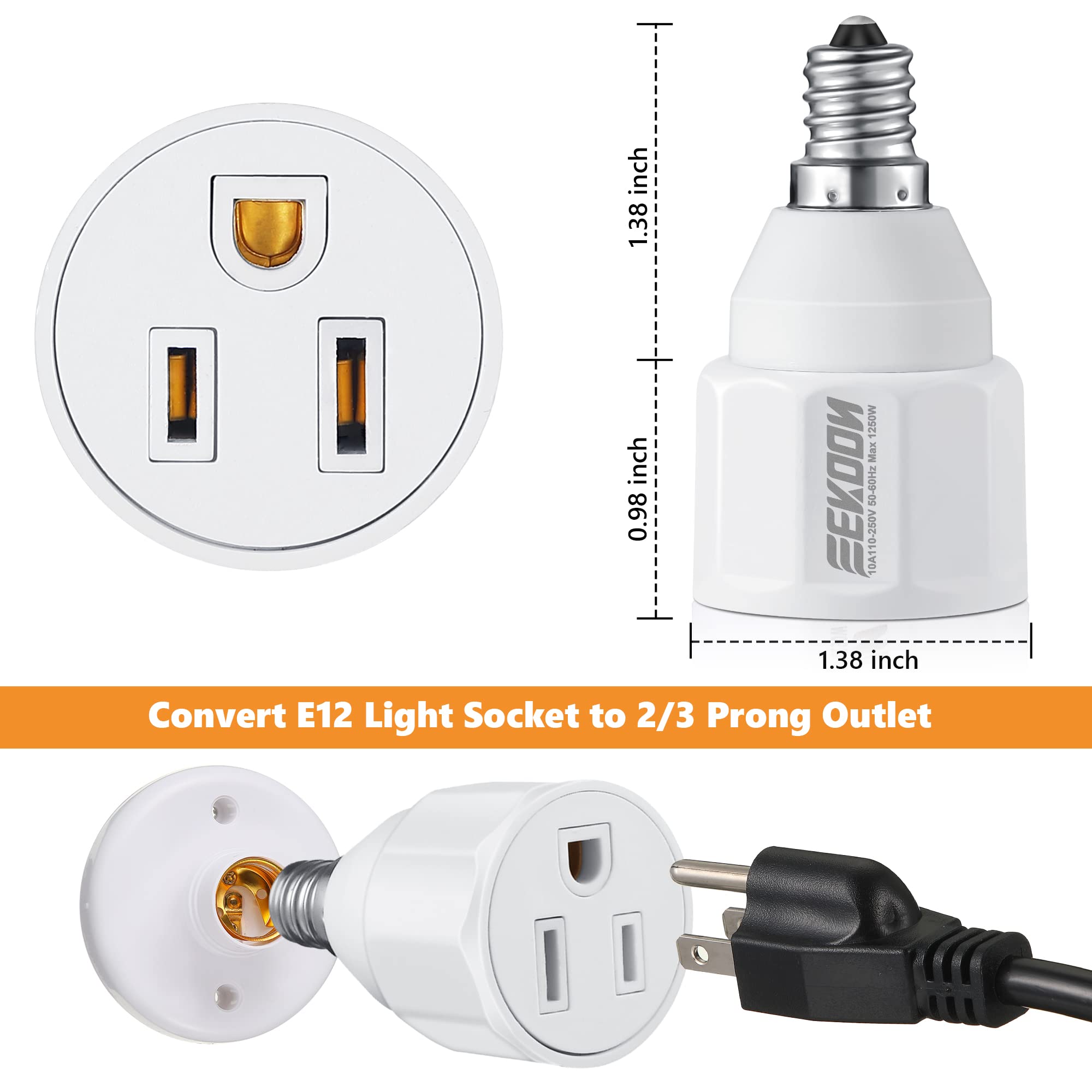 Snapklik.com : 3 Prong Light Bulb Socket Adapter, Polarized Outlet ...