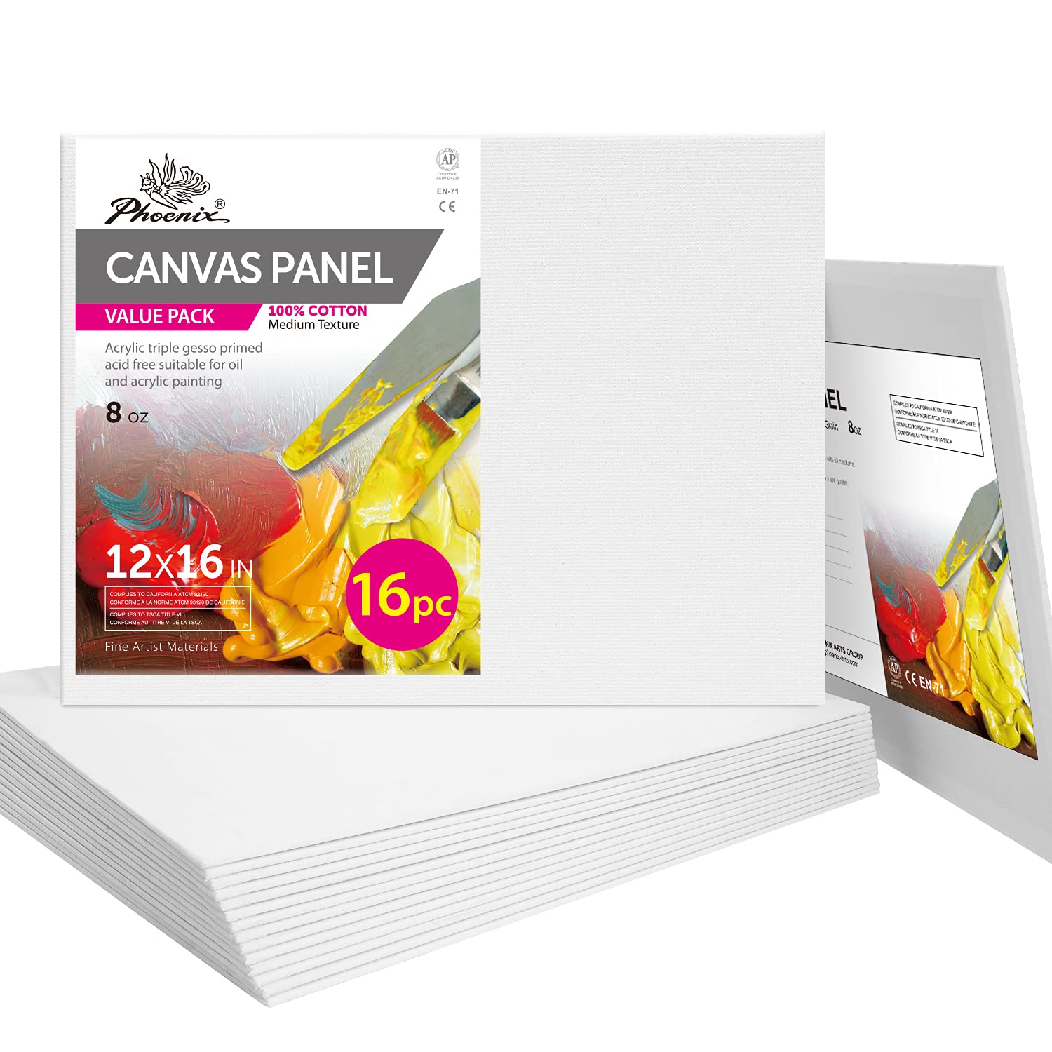 Snapklik.com : Painting Canvas Panels 12x16 Inch, 16 Bulk Pack - 8 Oz ...