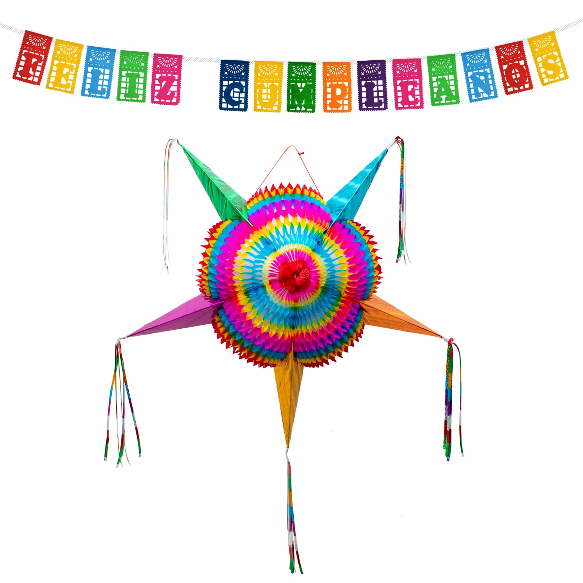 Amazon.com: Mexican Piñata (Large 32 inches) + Feliz Cumpleanos Banner ...