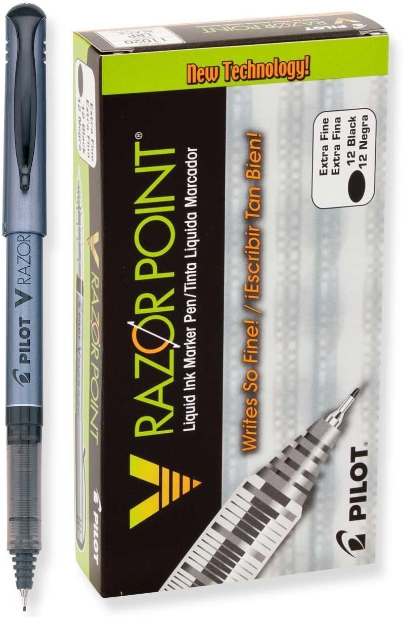 Amazon.com : Pilot 11020 V Razor Point Liquid Ink Marker Pen, Black Ink ...