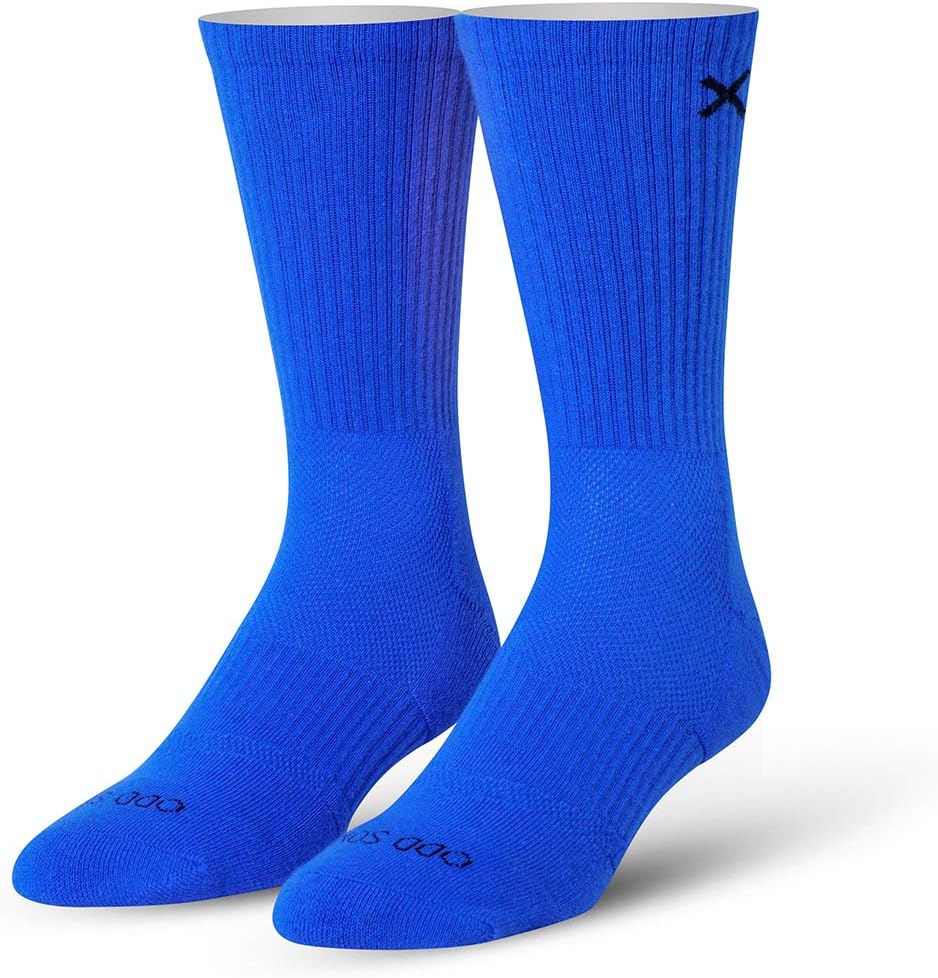 Amazon.com: Odd Sox - Basix Athletic Crew Socks - Blue - Cushioned ...
