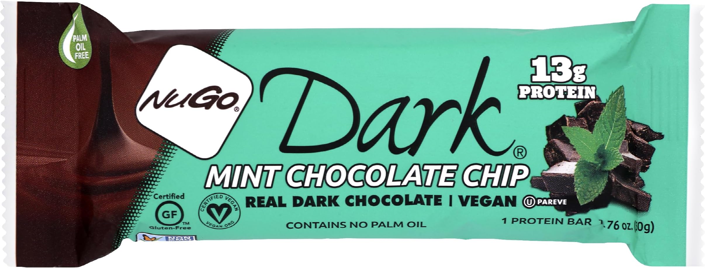 Amazon.com : NuGo Dark Chocolate Mint Chocolate Chip, 13g Vegan Protein ...