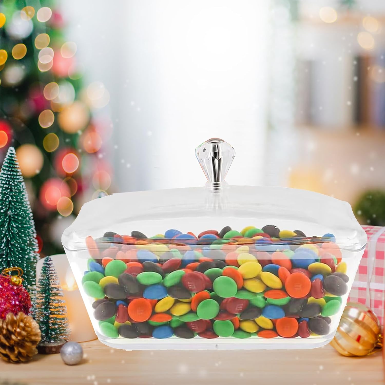 Amazon.com | Set of 2 Christmas Candy Dish with Lid, Crystal Covered ...
