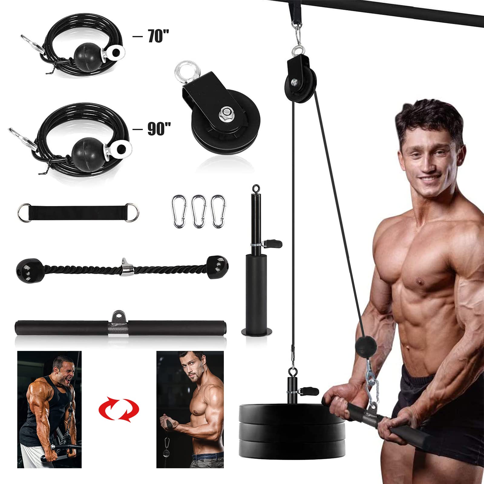 Fitness Lat And Lift Pulley System With Dual Cable Machine | Desertcart ...
