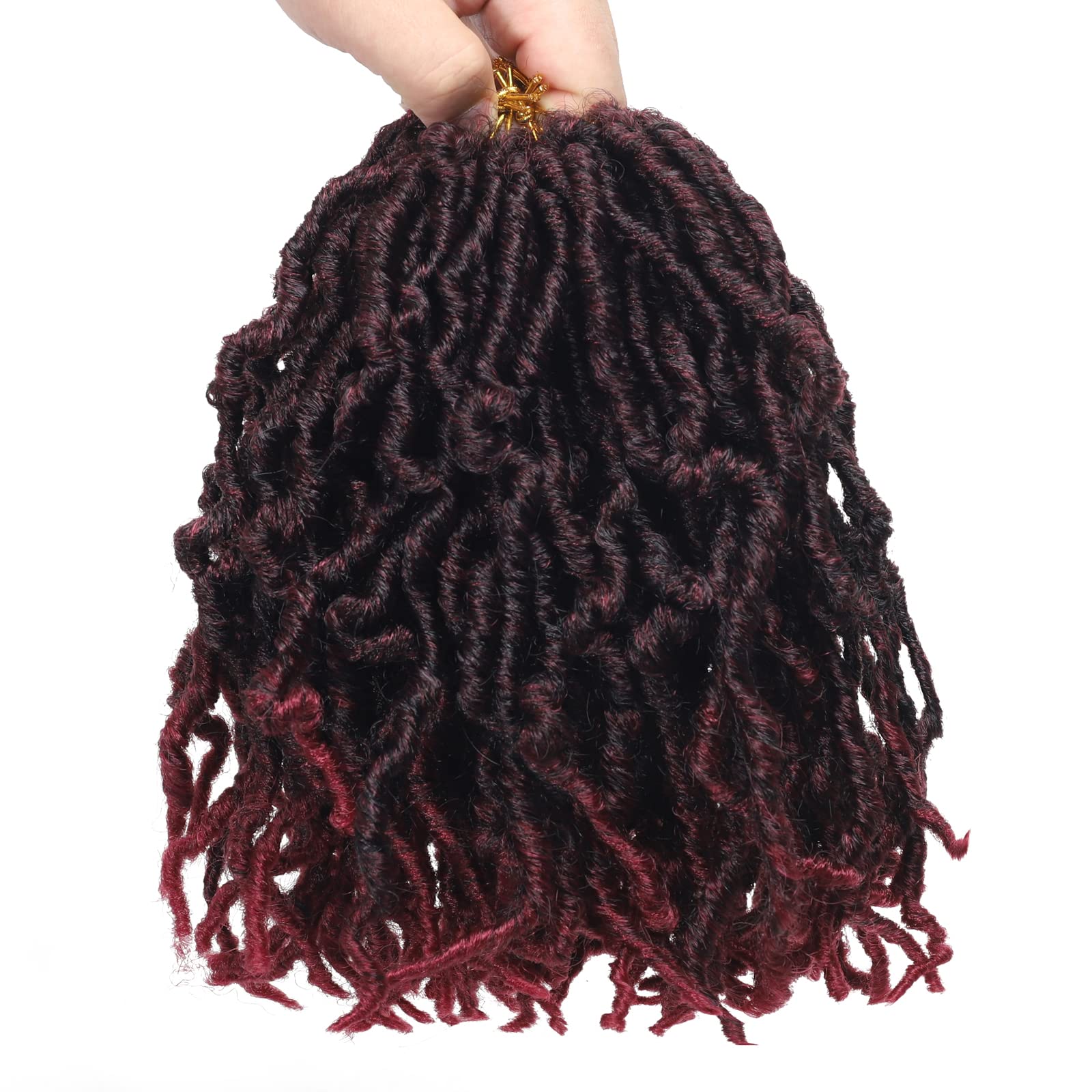 Amazon.com : 10 Packs Short Faux Locs Crochet Hair Burgundy 8Inch Soft ...