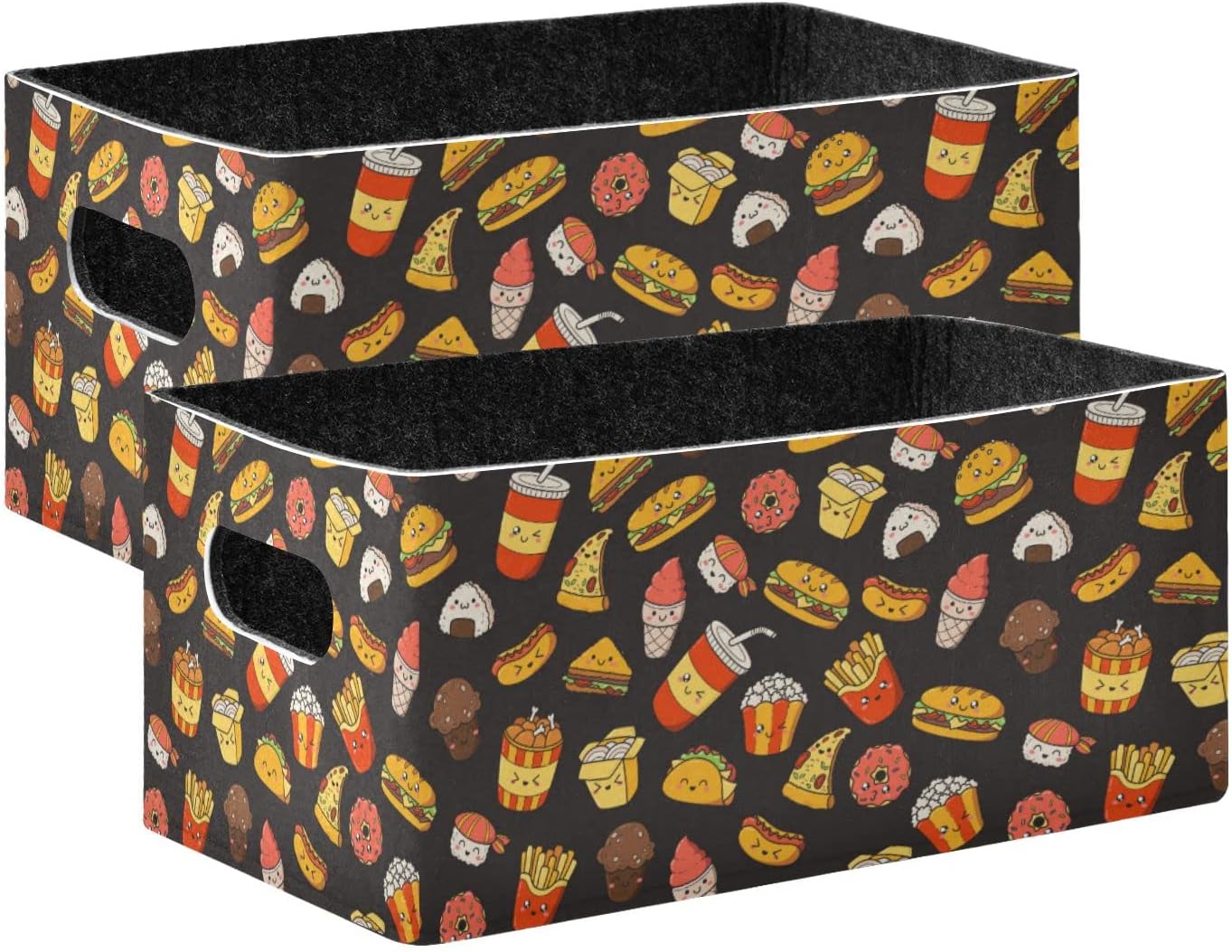 Amazon.com: Emelivor Fast Food Storage Basket Bins Set (2pcs) Felt ...