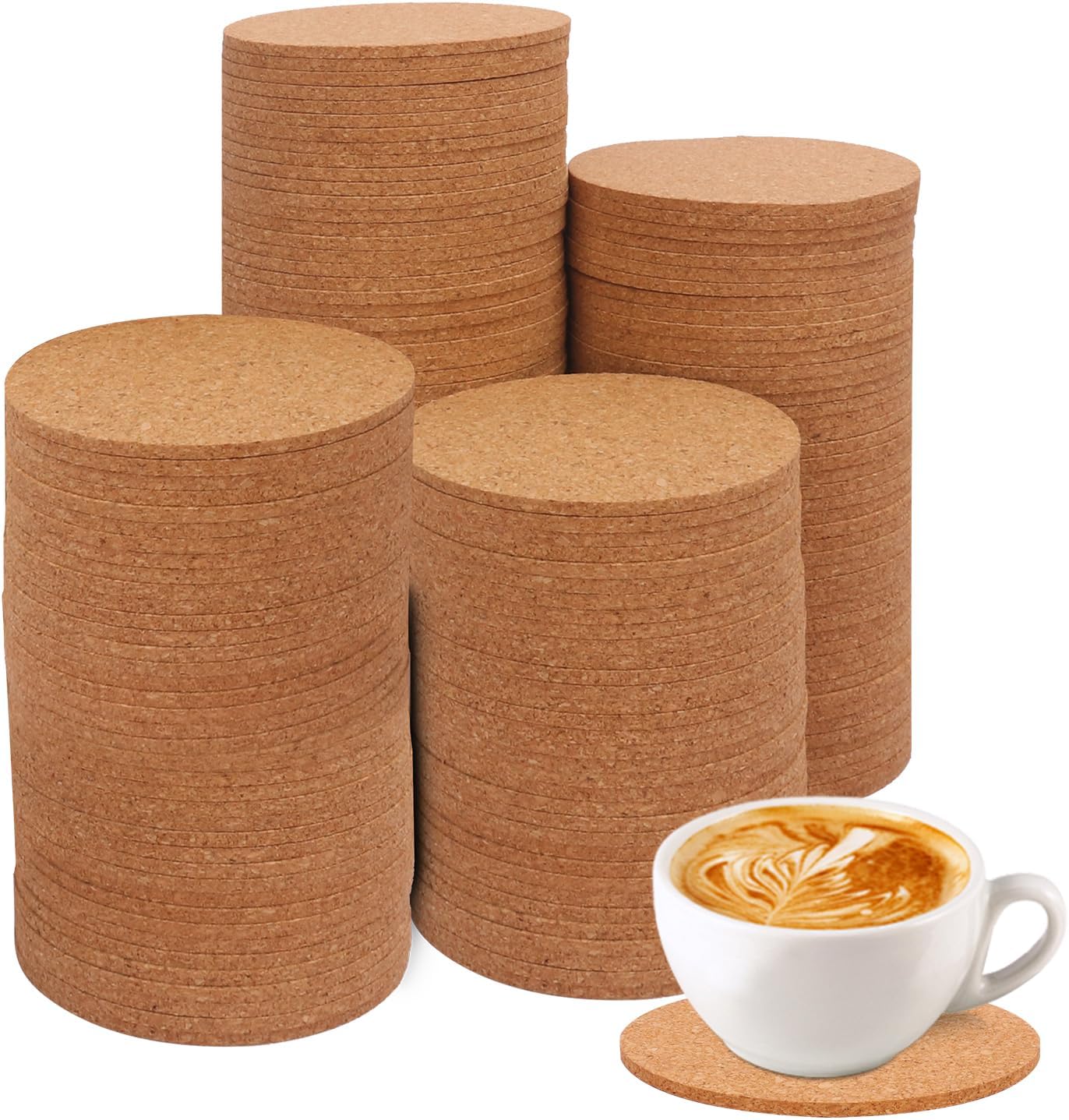 Amazon.com: 180 Pack 3.5 Inch Round Cork Coasters, Absorbent Cork ...