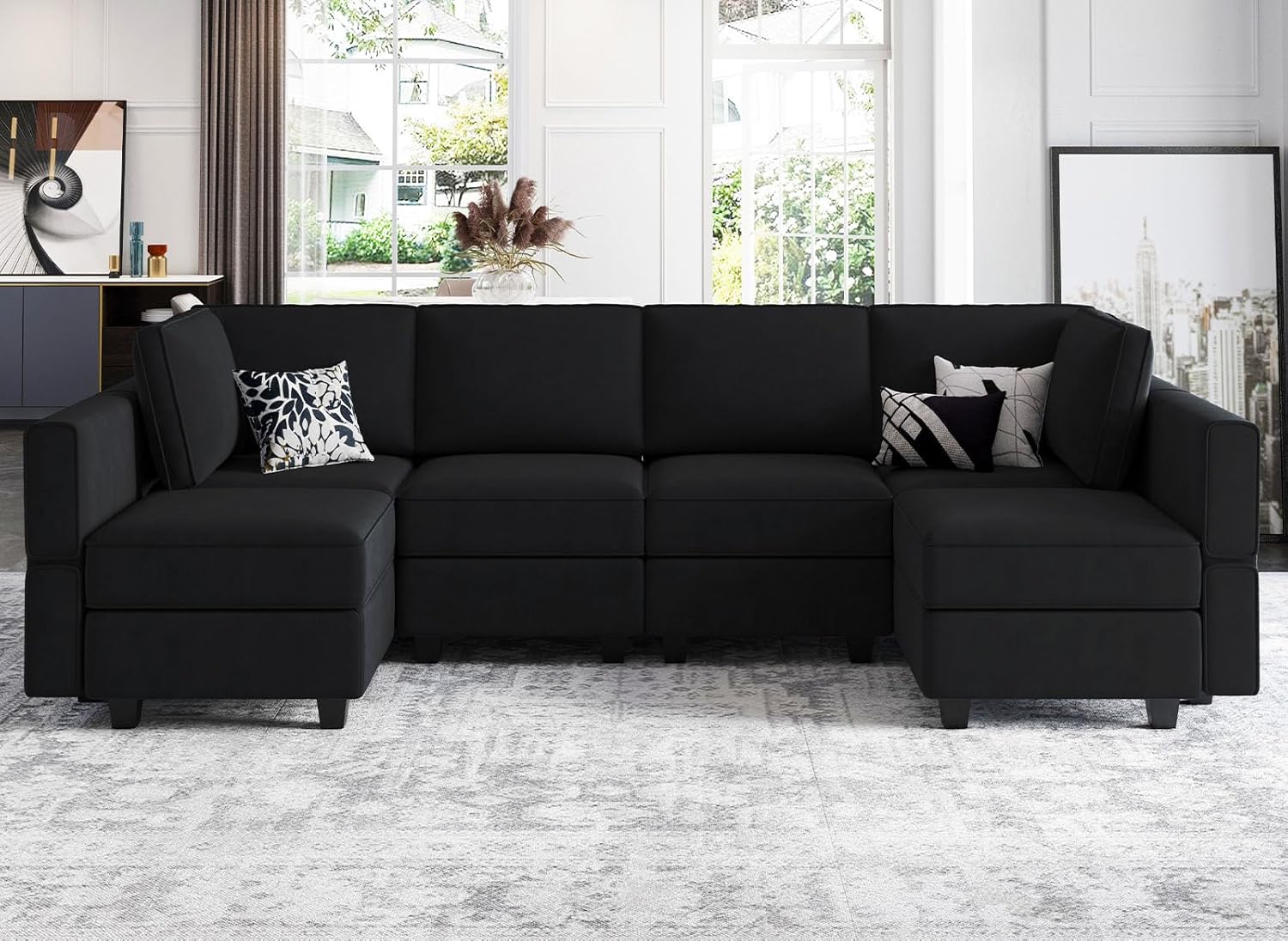 Amazon.com: Belffin Modular Reversible Sectional Sofa U Shaped Couch ...
