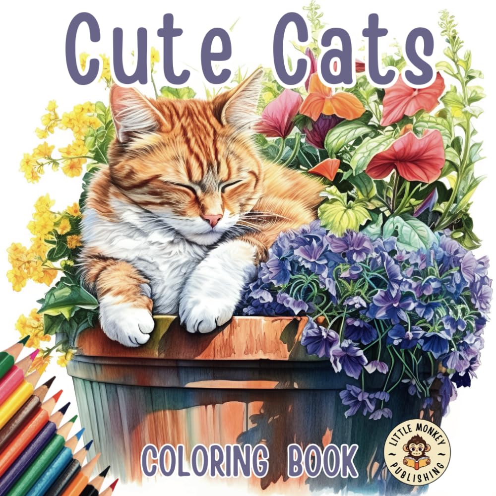 Amazon.com: Cute Cats Coloring Book For Adults: 40 Coloring Pages ...