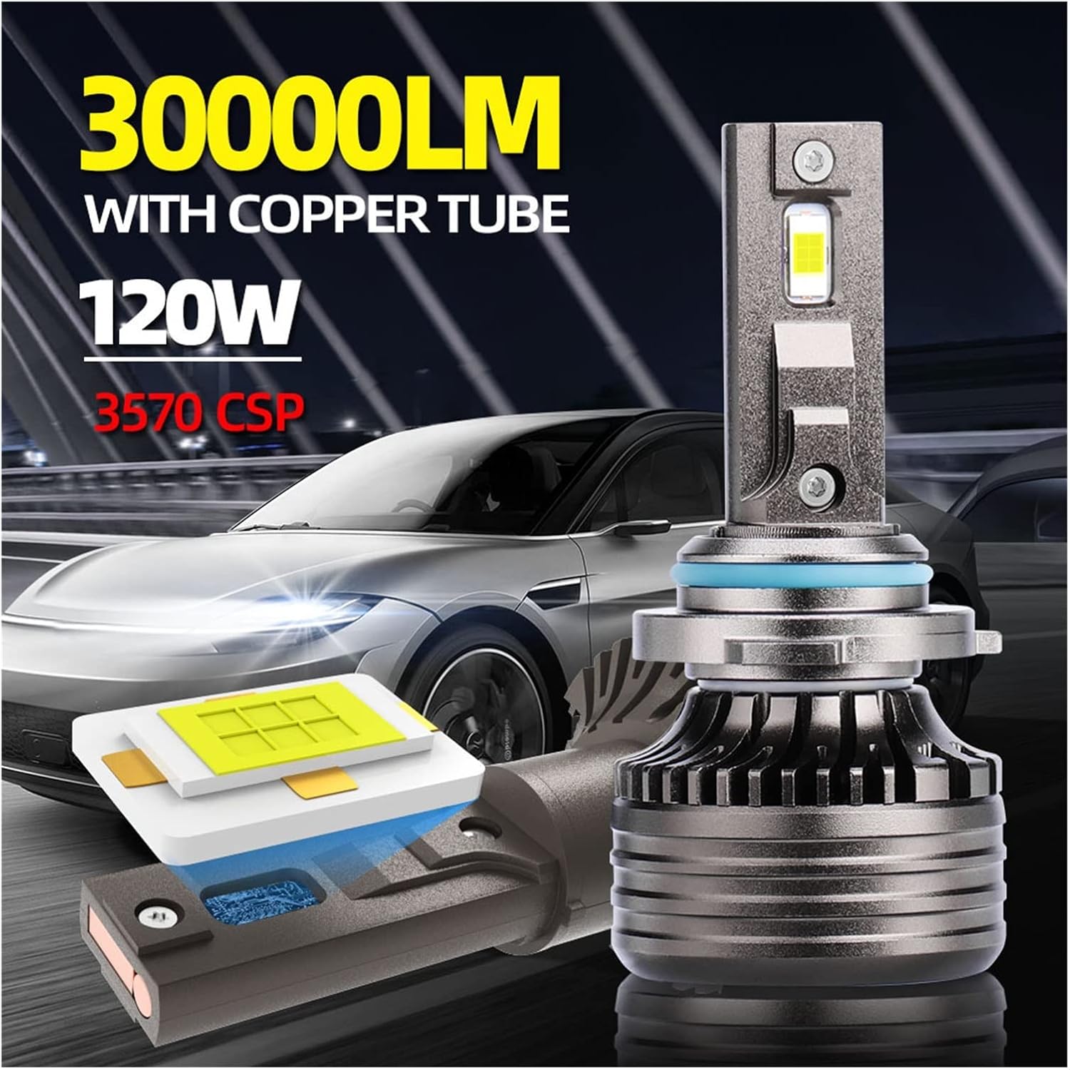 Amazon.com: 2Pcs 120W H7 H4 Led Canbus 30000LM Headlight Bulbs H7 H1 H8 ...