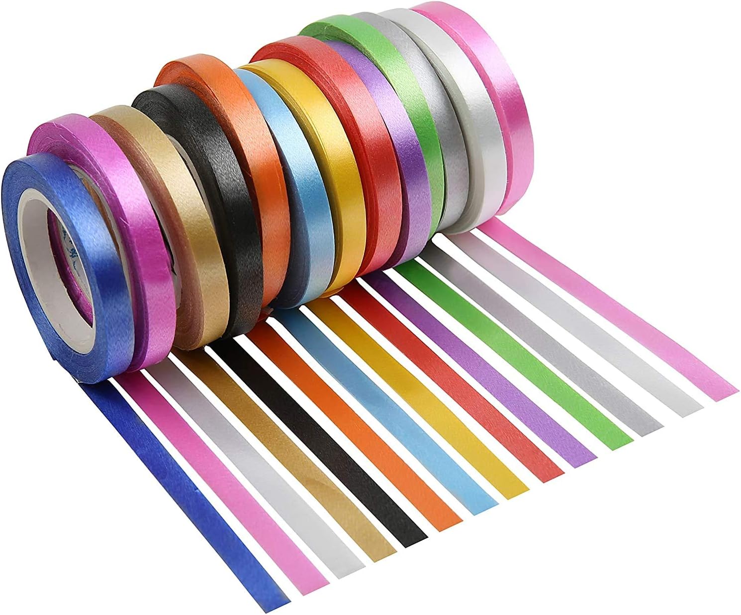 24 Rolls Balloon Ribbon 12 Colors Curling Ribbon Set Double Sided Satin ...
