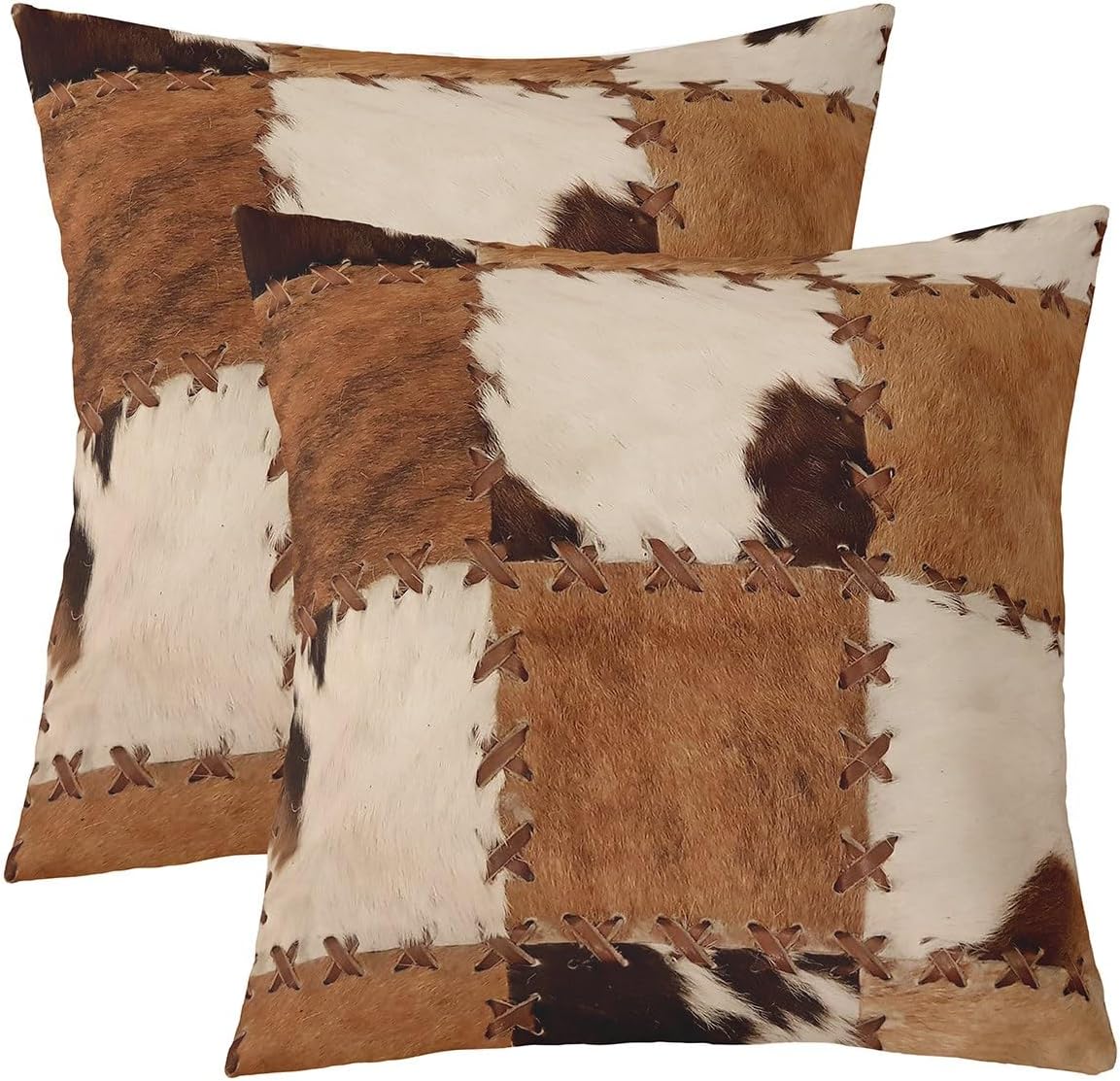 Erosebridal Set of 2 Cowhide Pillow Covers 20x20,Cow Fur Print ...
