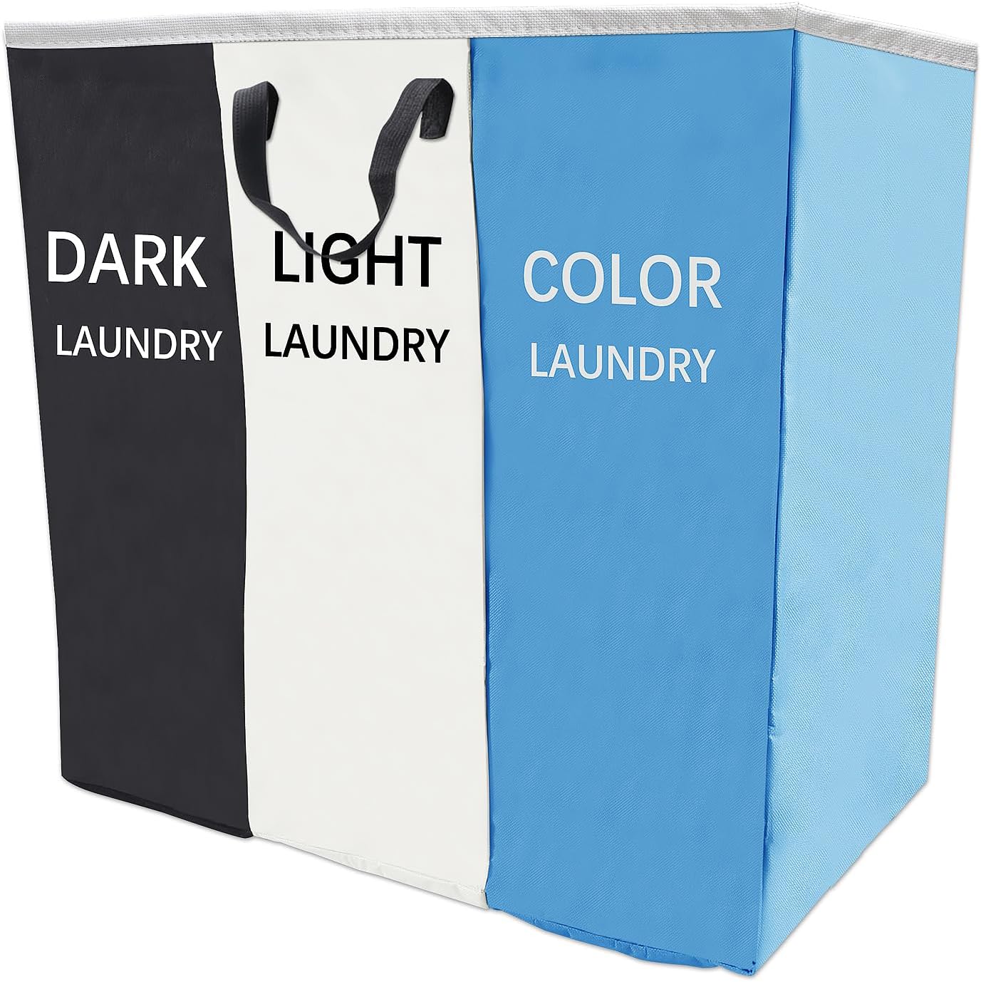 Amazon.com: BORTENG Laundry Hamper Basket Sorter Bin Foldable 3 Section ...