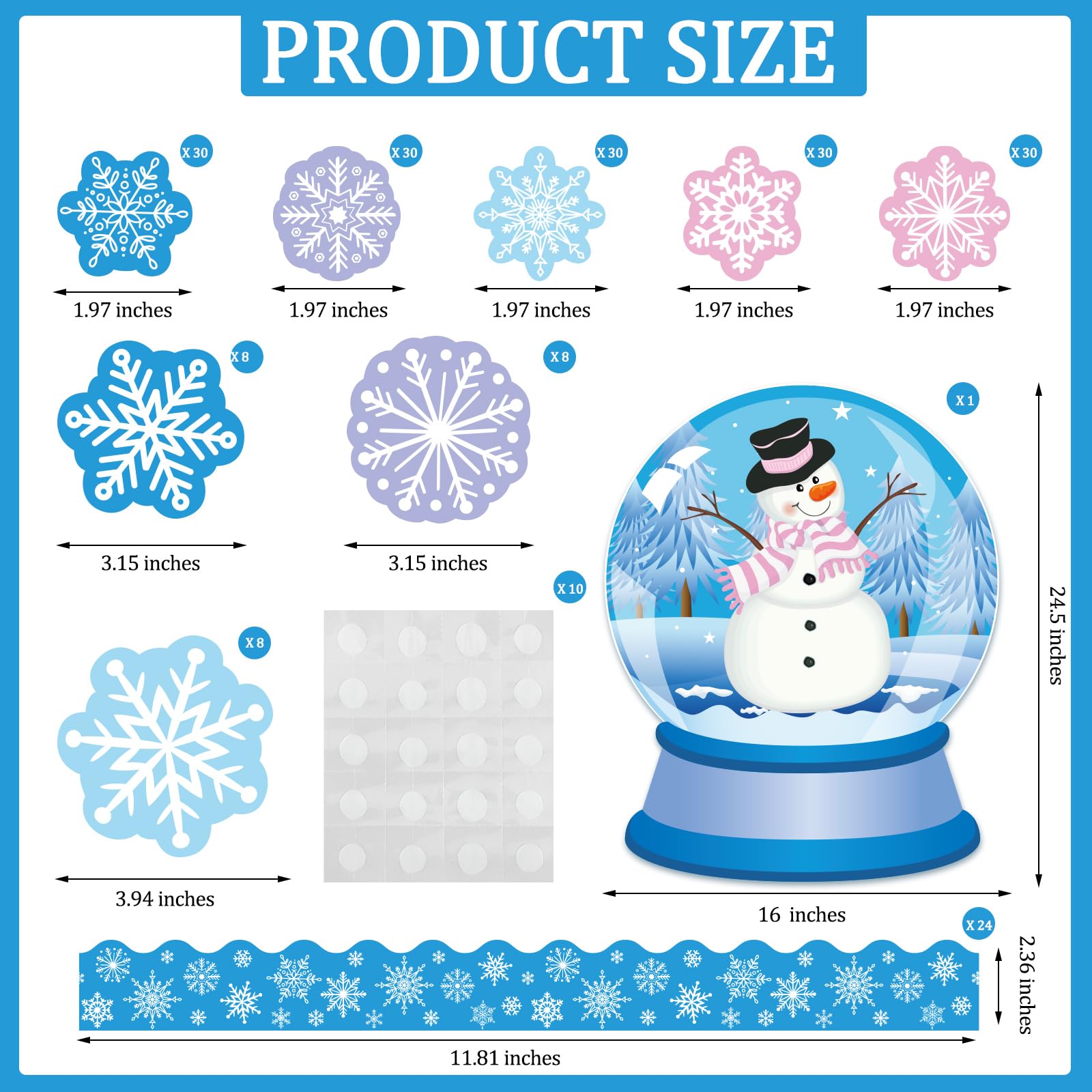 Snapklik.com : 199 Pcs Winter Bulletin Board Decoration Snow Globe ...