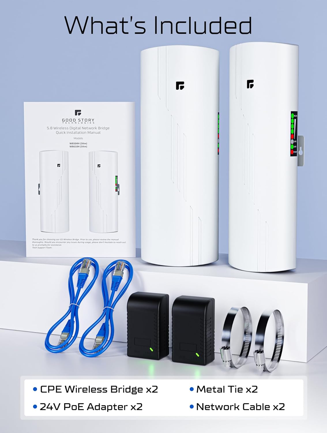 GOOD STORY Wireless Bridge Point to Point Outdoor WiFi System WB610H ...