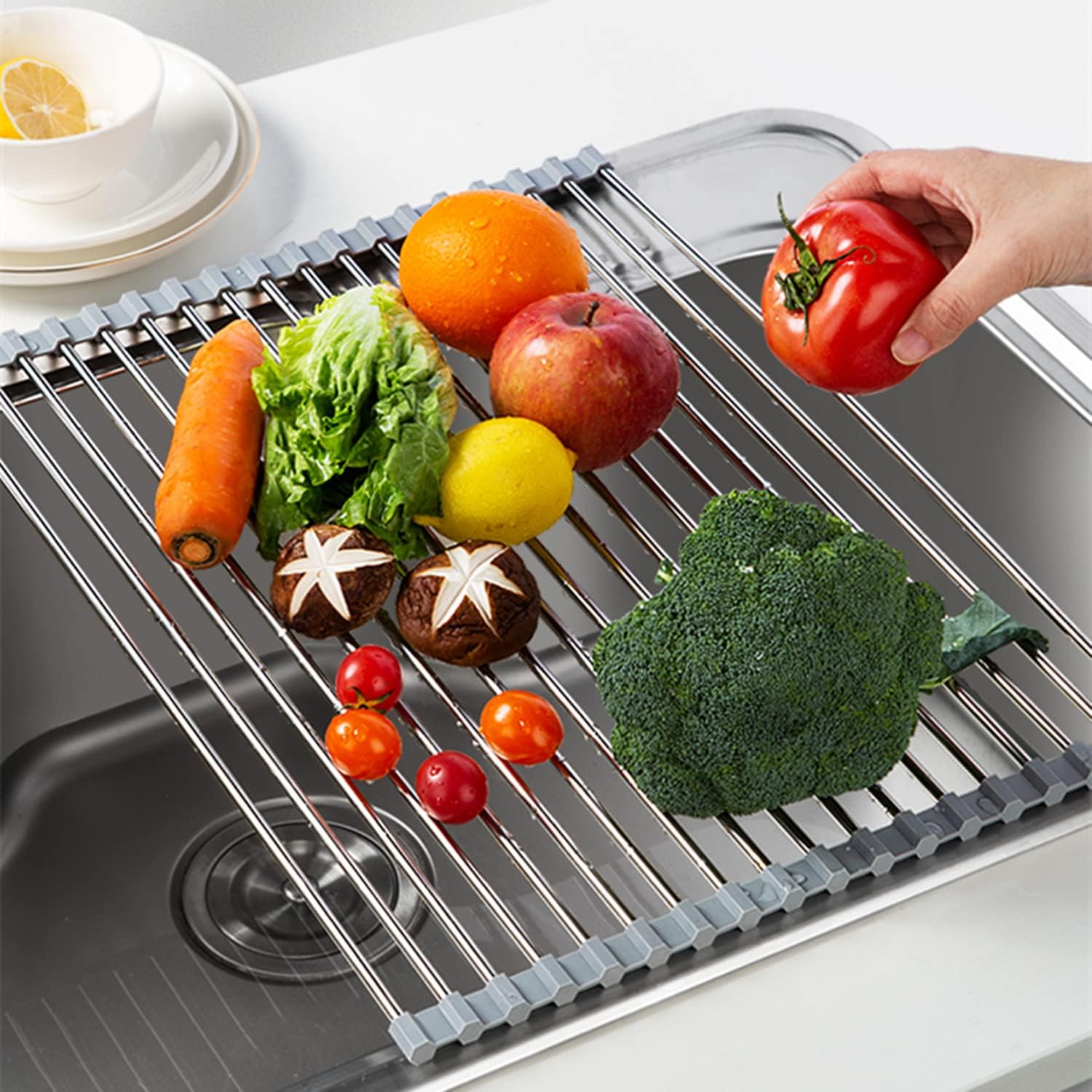 Amazon.com: RidRed Escurridor de platos para colocar sobre el fregadero ...