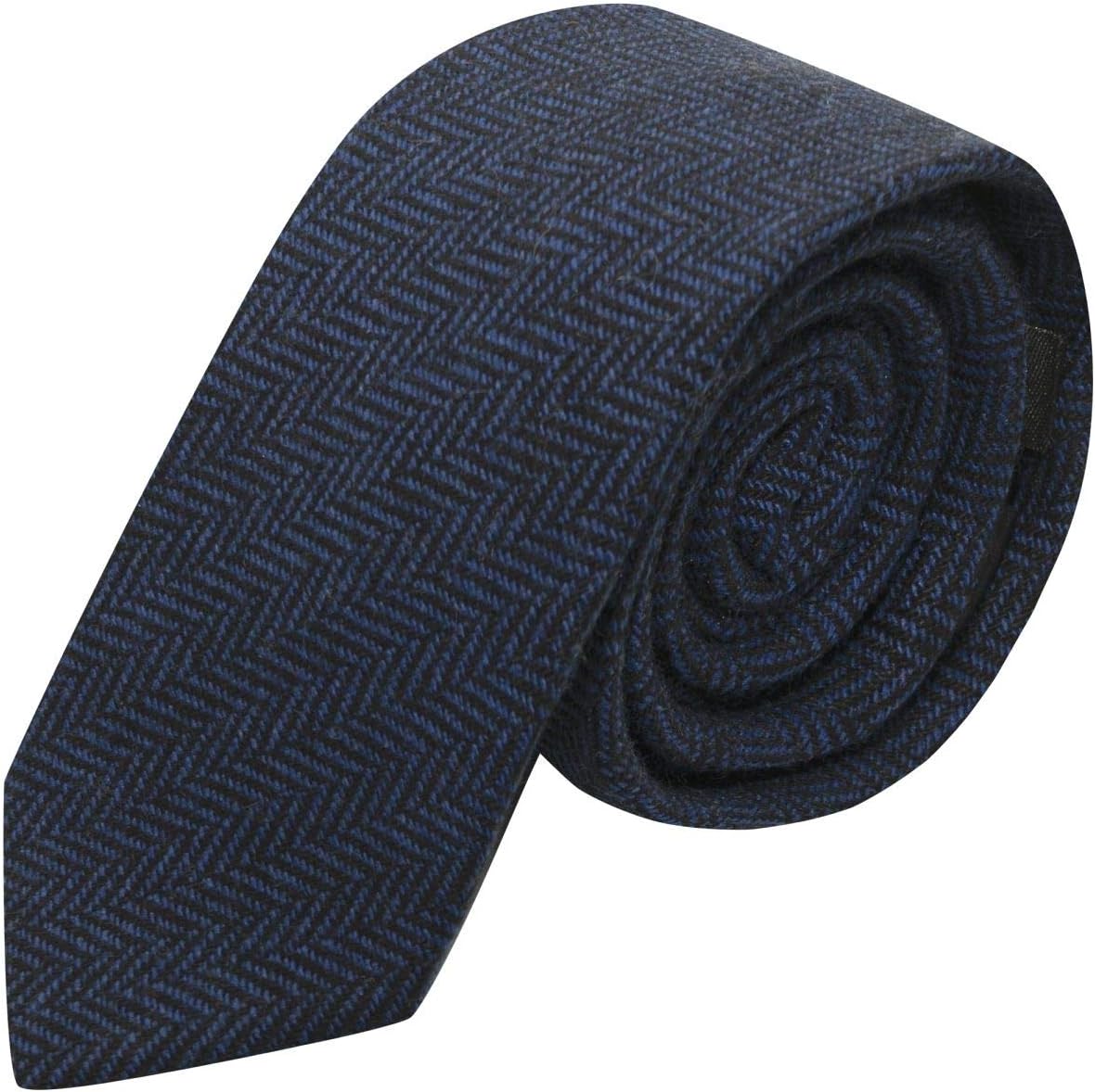 King & Priory Midnight Blue & Black Herringbone Necktie at Amazon Men’s ...