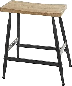 Amazon.com: Deco 79 Metal Counter Stool with Brown Wood Top, 18" x 13 ...