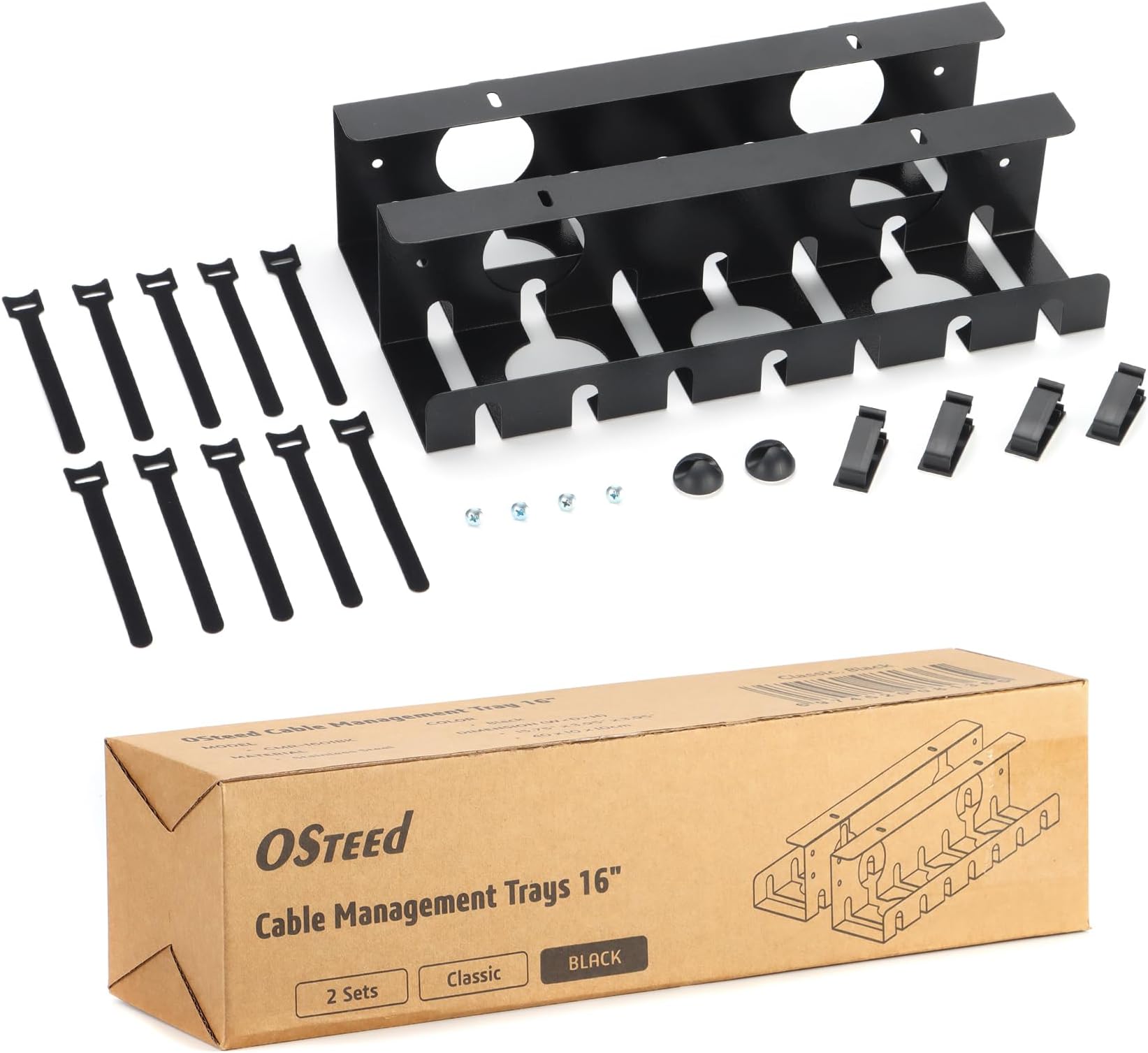 Amazon.com: No-Drill Under Desk Cable Tray - 2-Pack Wire & Cord ...