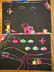 Amazon.com: Art Set for Kids Rainbow Magic Scratch Off Paper Black ...