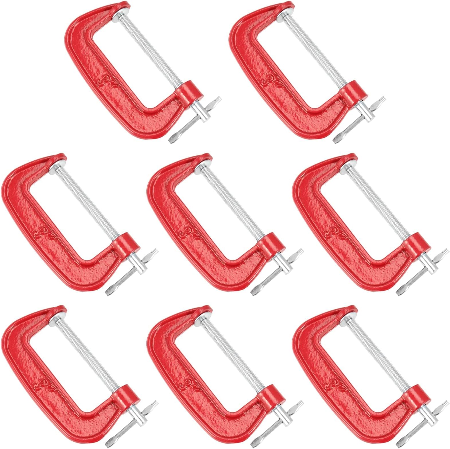 HOIGON 8 Pieces 3 Inch C-Clamps Set, Cast Iron C Clamp Set with 3 Inch ...