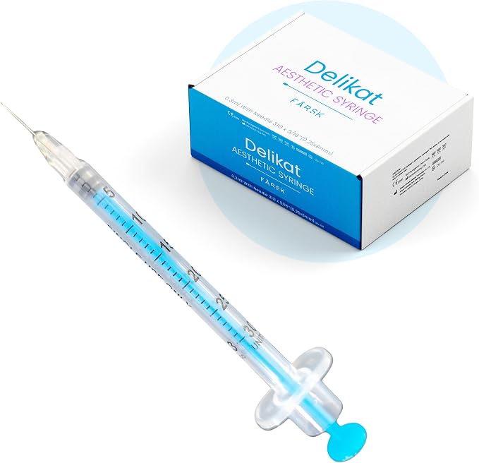 Delikat, Aesthetic Syringe 0.3mL with Needle 31G x 5/16" (8mm), 100 ...